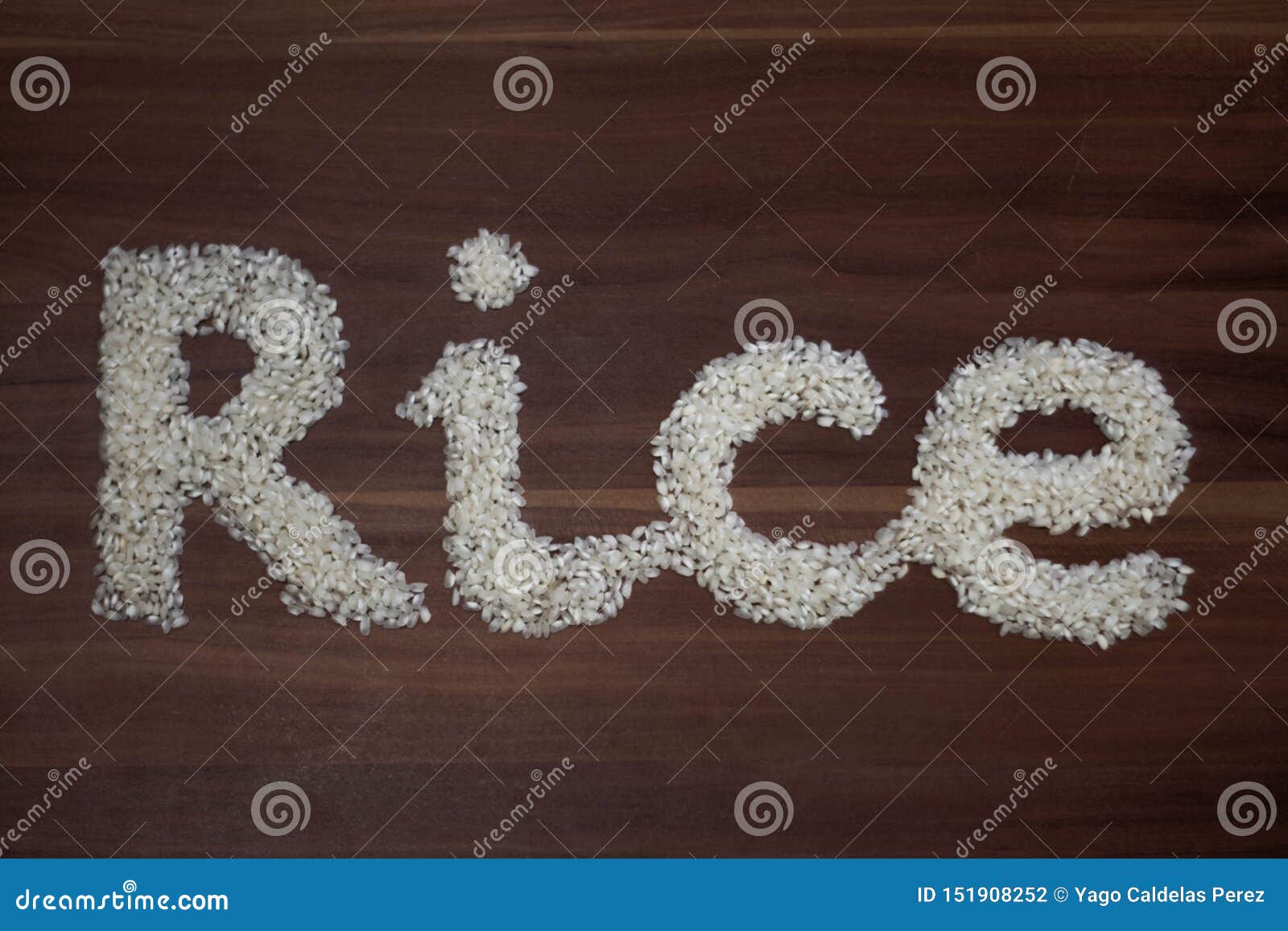 `Rice` written with rice stock photo. Image of ingredient - 151908252