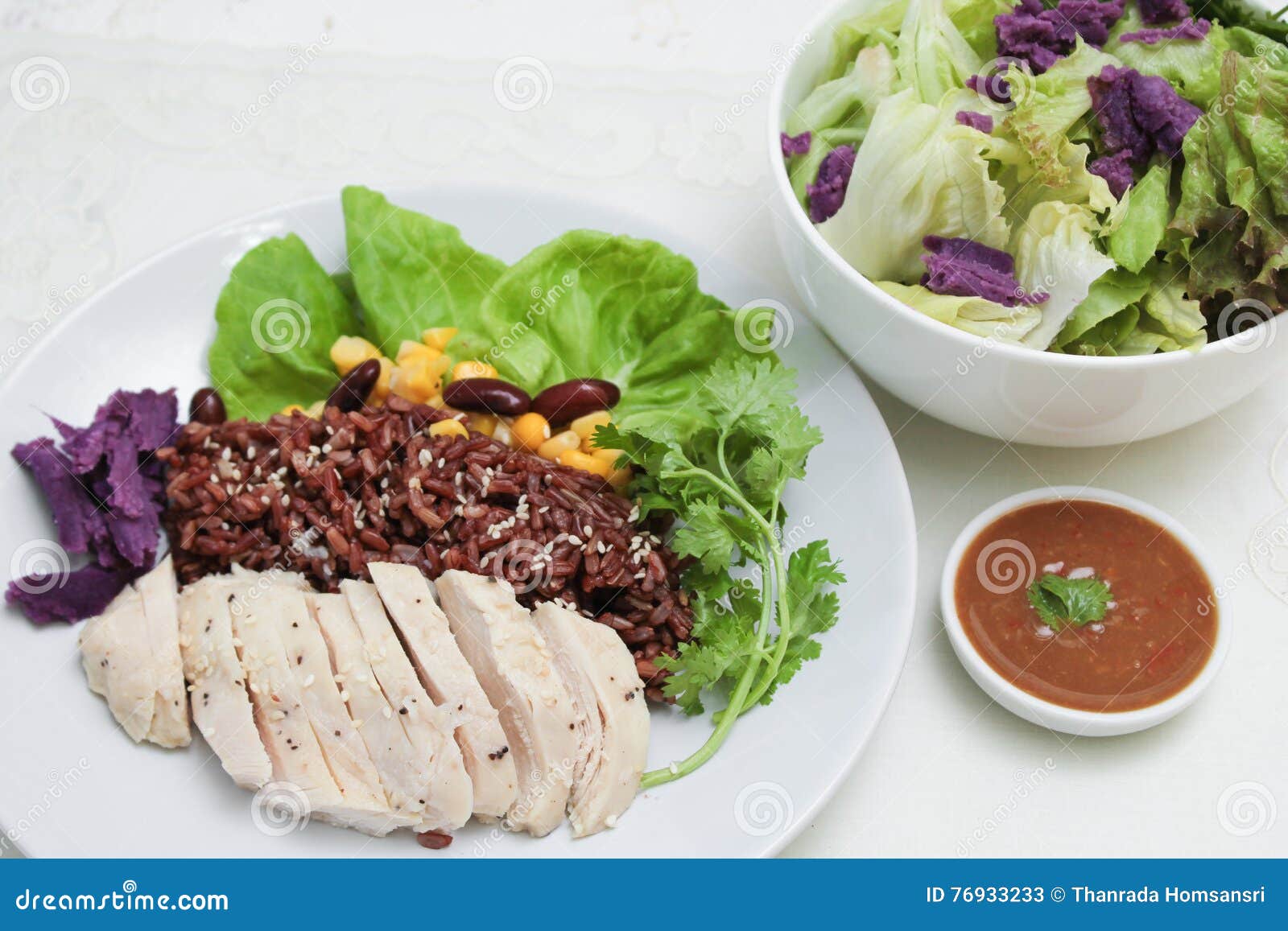 Riceberry Rice Steamed with Chicken Stock Image - Image of chinese ...