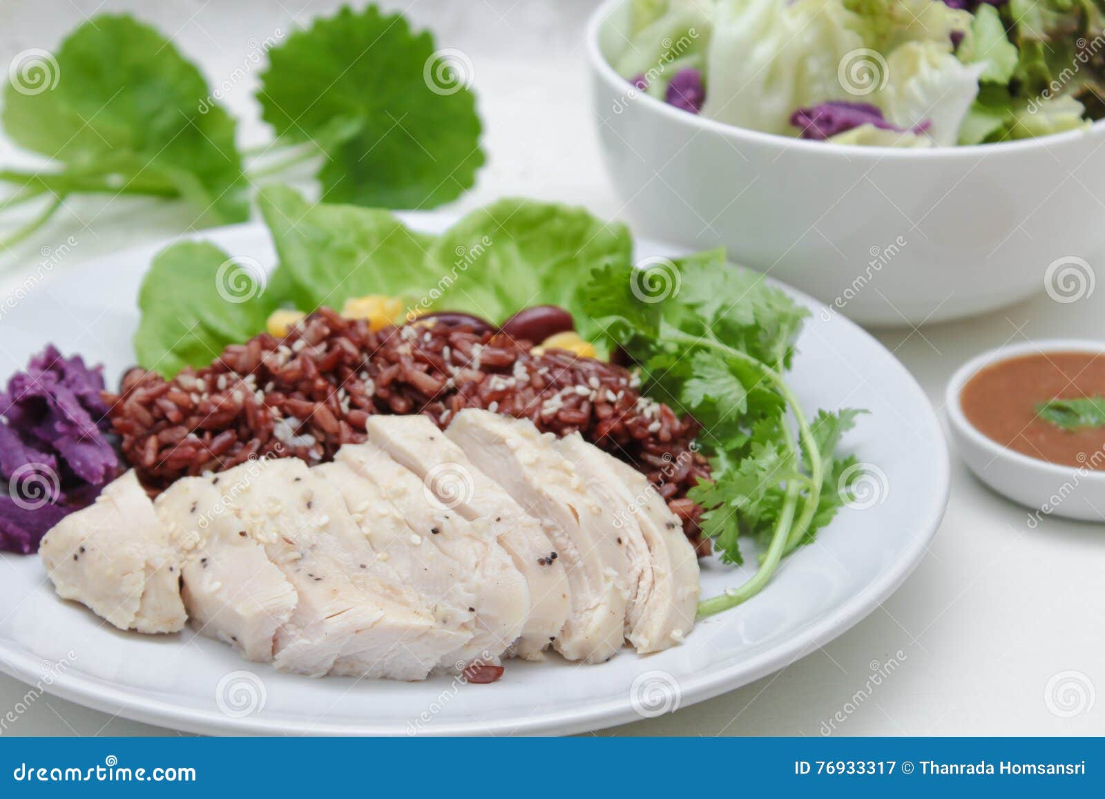Riceberry Rice Steamed with Chicken Stock Image - Image of dinner ...