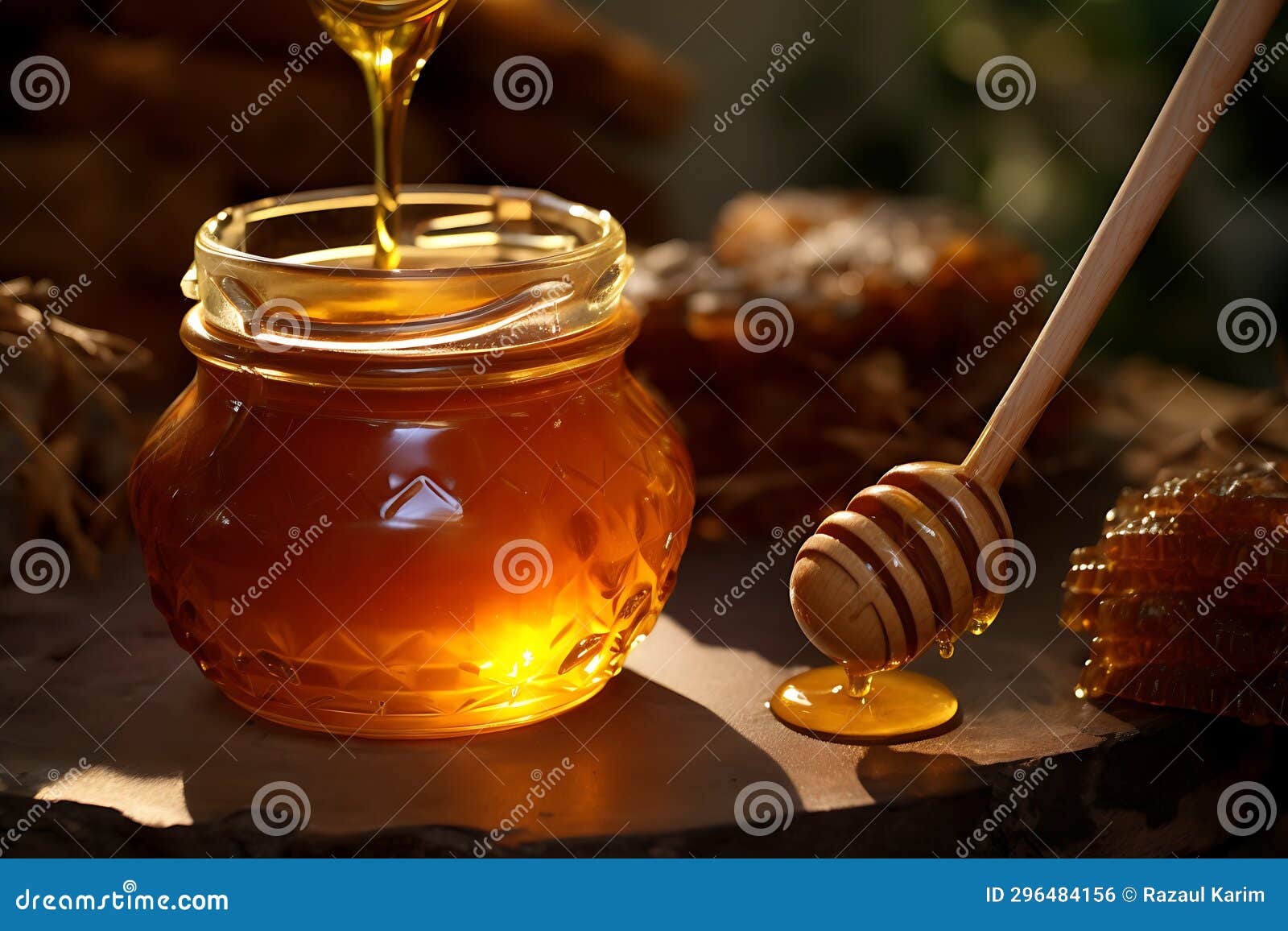 Rich Amber Color of Honey in a Glass Container Stock Photo - Image of ...