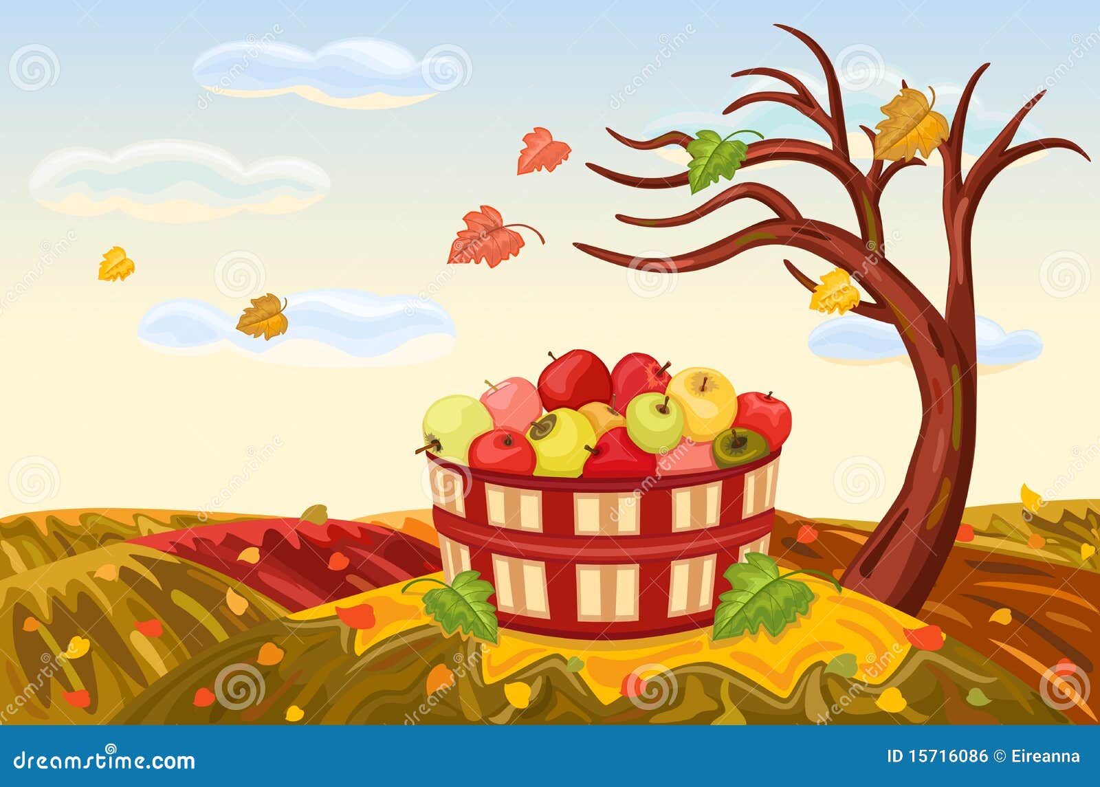 Rich Apple Harvesting in Autumn Stock Vector - Illustration of ...