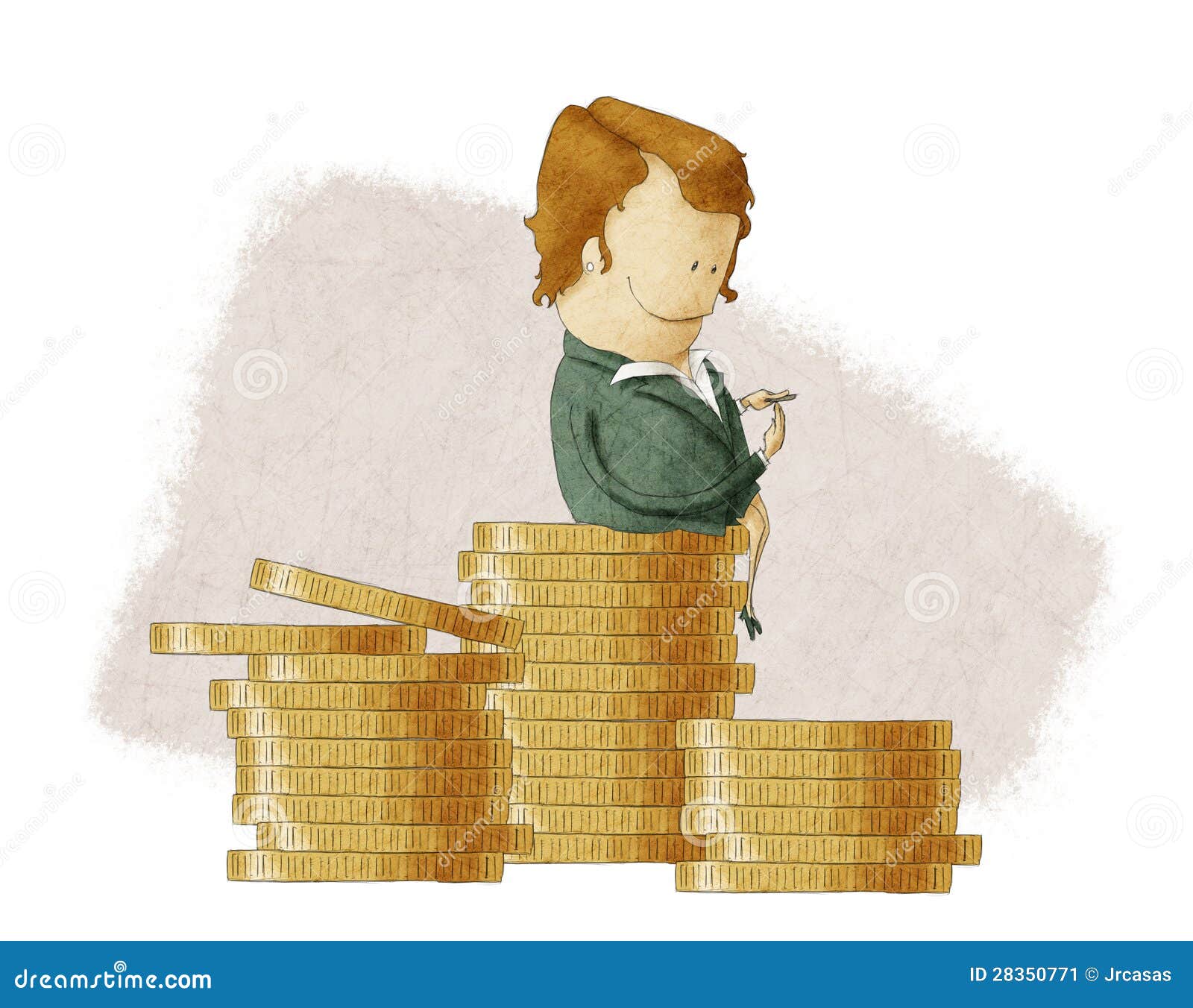 Rich Boss Sitting on a Pile of Coins Stock Illustration - Illustration ...
