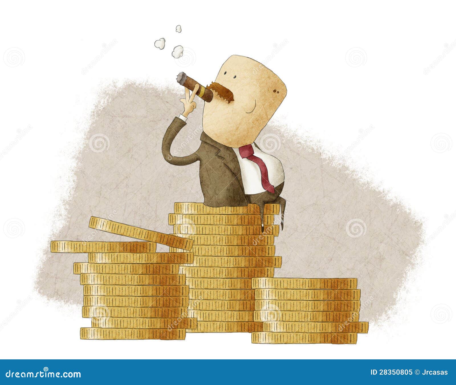 Rich Boss Sitting on a Pile of Coins Stock Illustration - Illustration ...