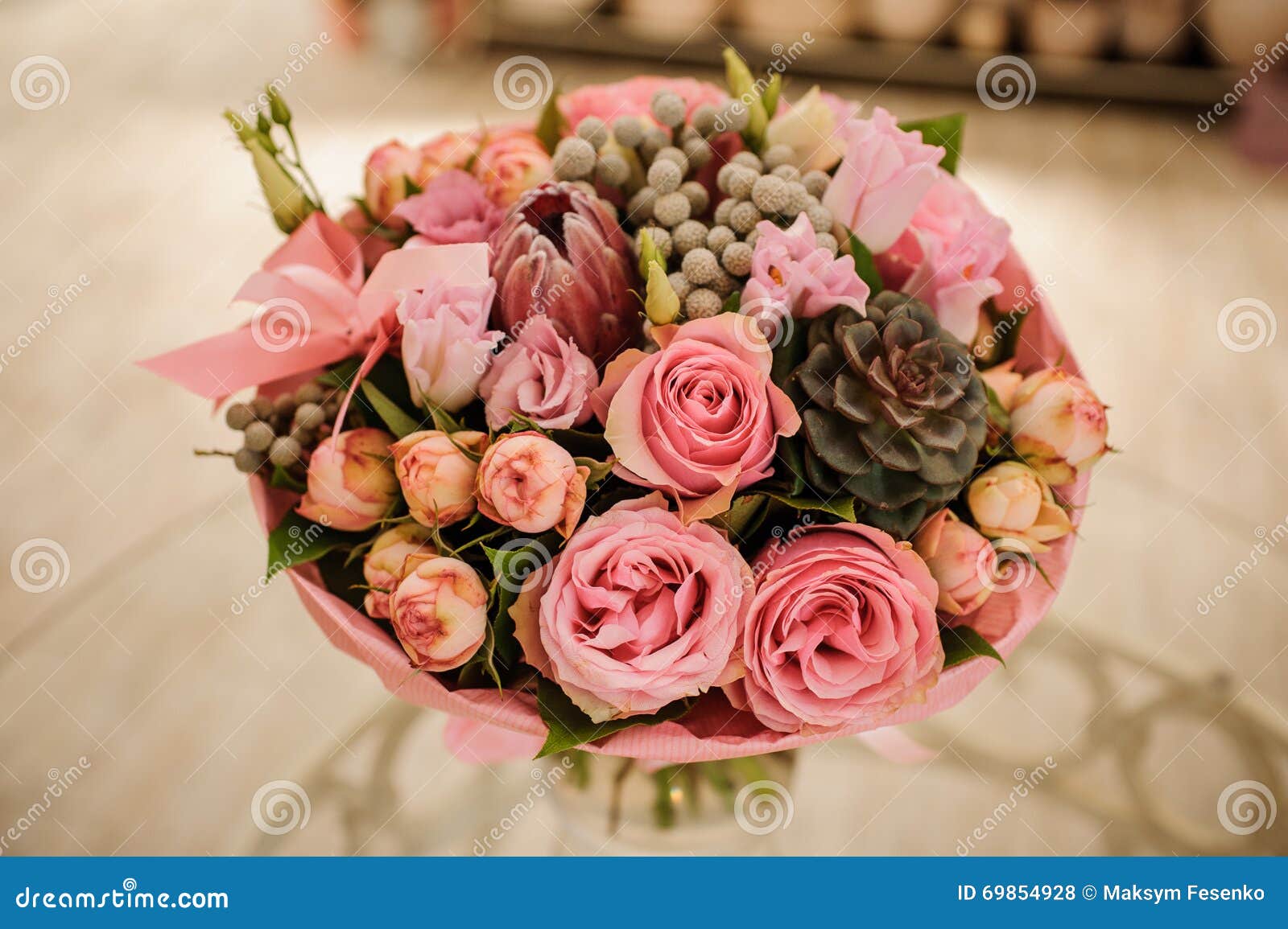 Rich Bunch of White and Pink Roses, Peonies Stock Photo - Image of ...