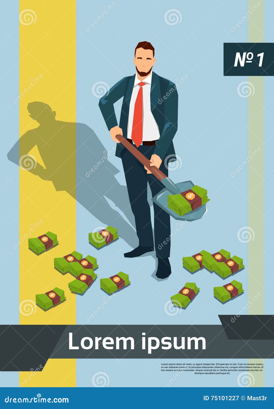 Rich Business Man Digging Money with Shovel Stock Vector - Illustration ...