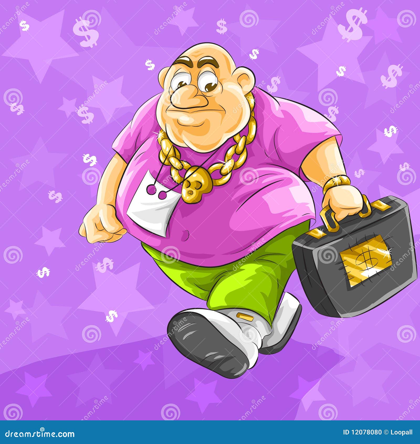 Fat Old Man Cartoon Character