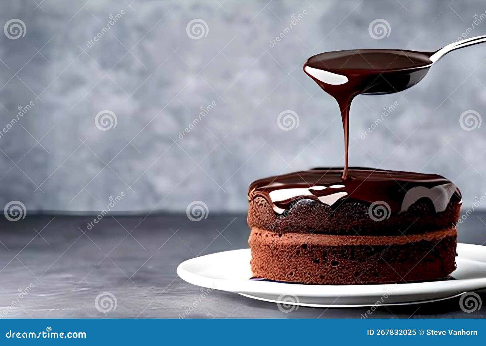 Rich Chocolate Cake Dripping Icing from Spoon Stock Illustration ...