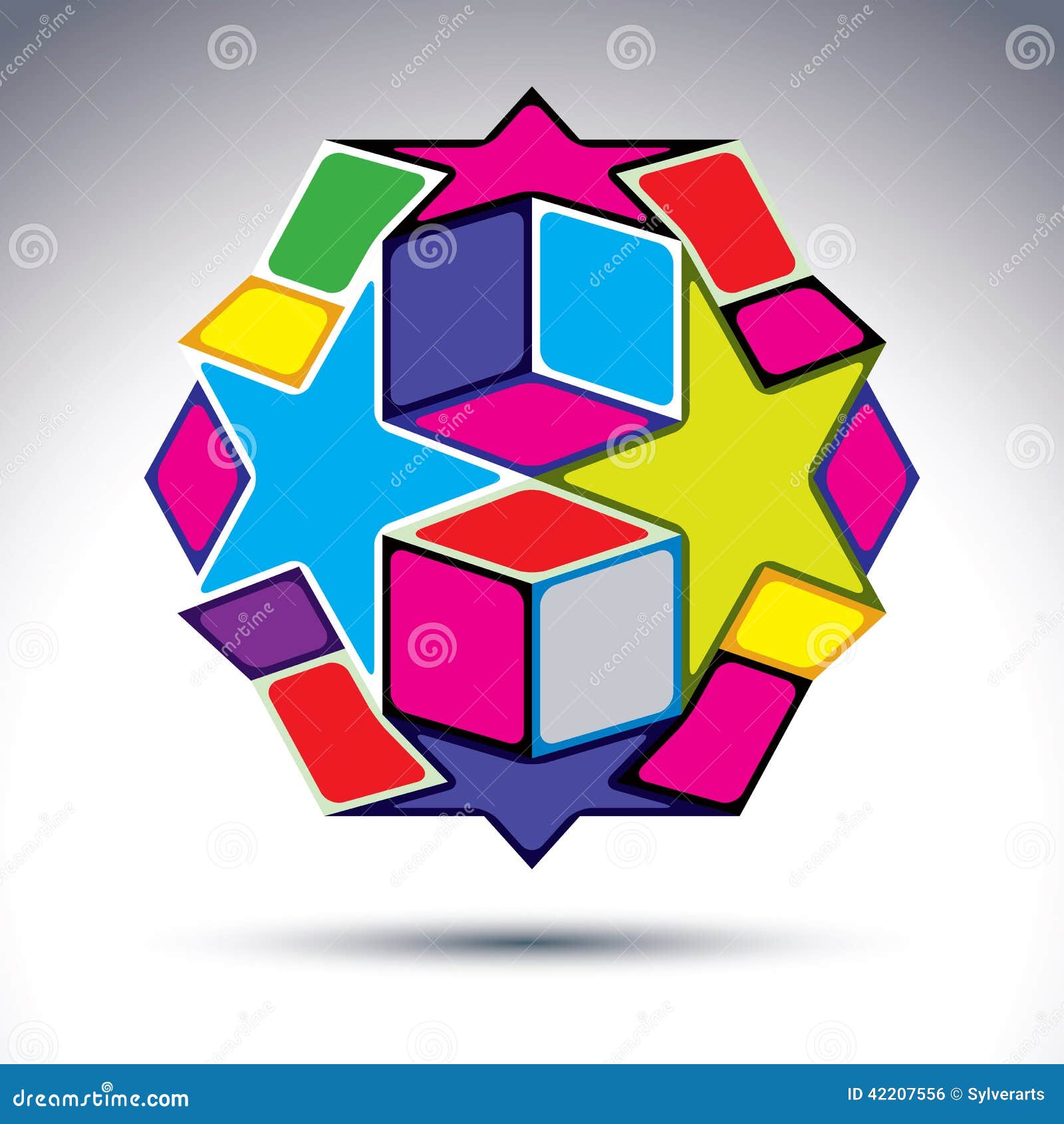 Rich 3d Abstract Figure Constructed from Geometric Elements -stars and ...
