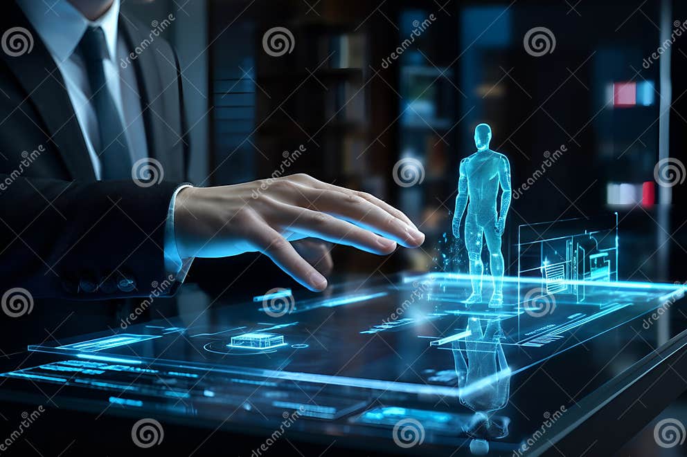 Rich and Dapper Guy Playing Advanced Hologram Interaction Ai Generative ...