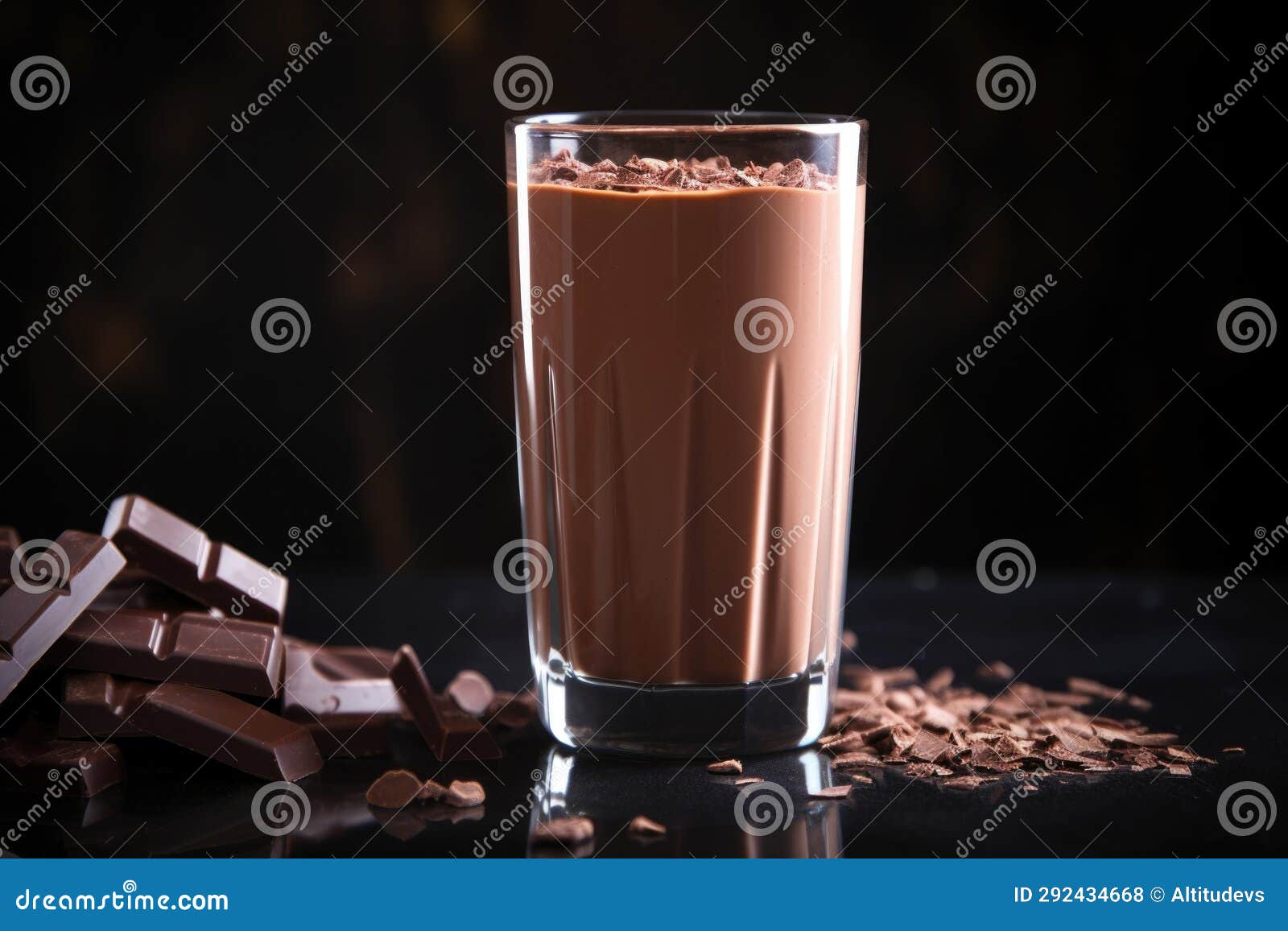 A Rich, Dark Chocolate Milkshake in a Clear Glass Stock Photo - Image ...