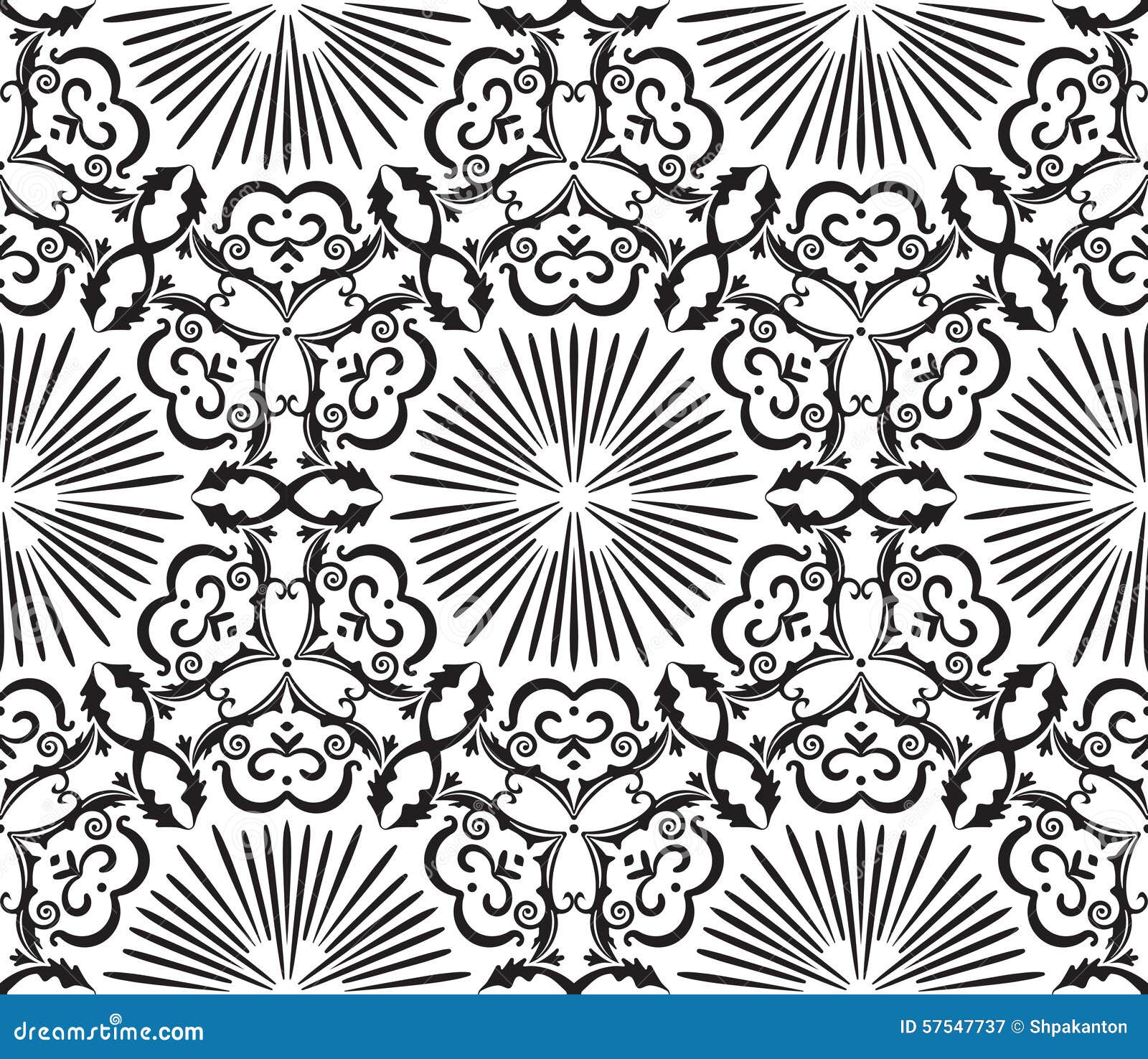Rich Decorated Monochrome Seamless Pattern. Vector Ornate Floral Stock ...