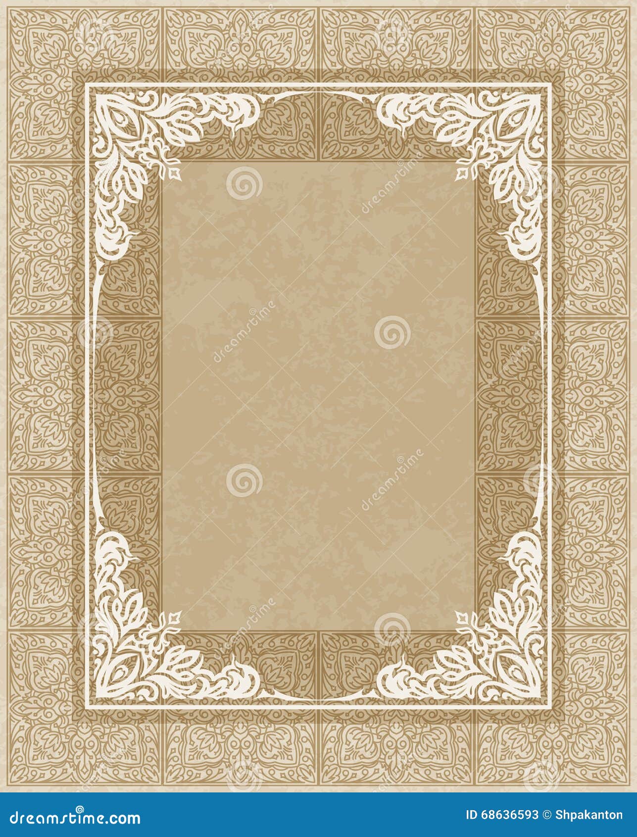 Rich Decorated Old Style Background with White Frame Stock Vector ...