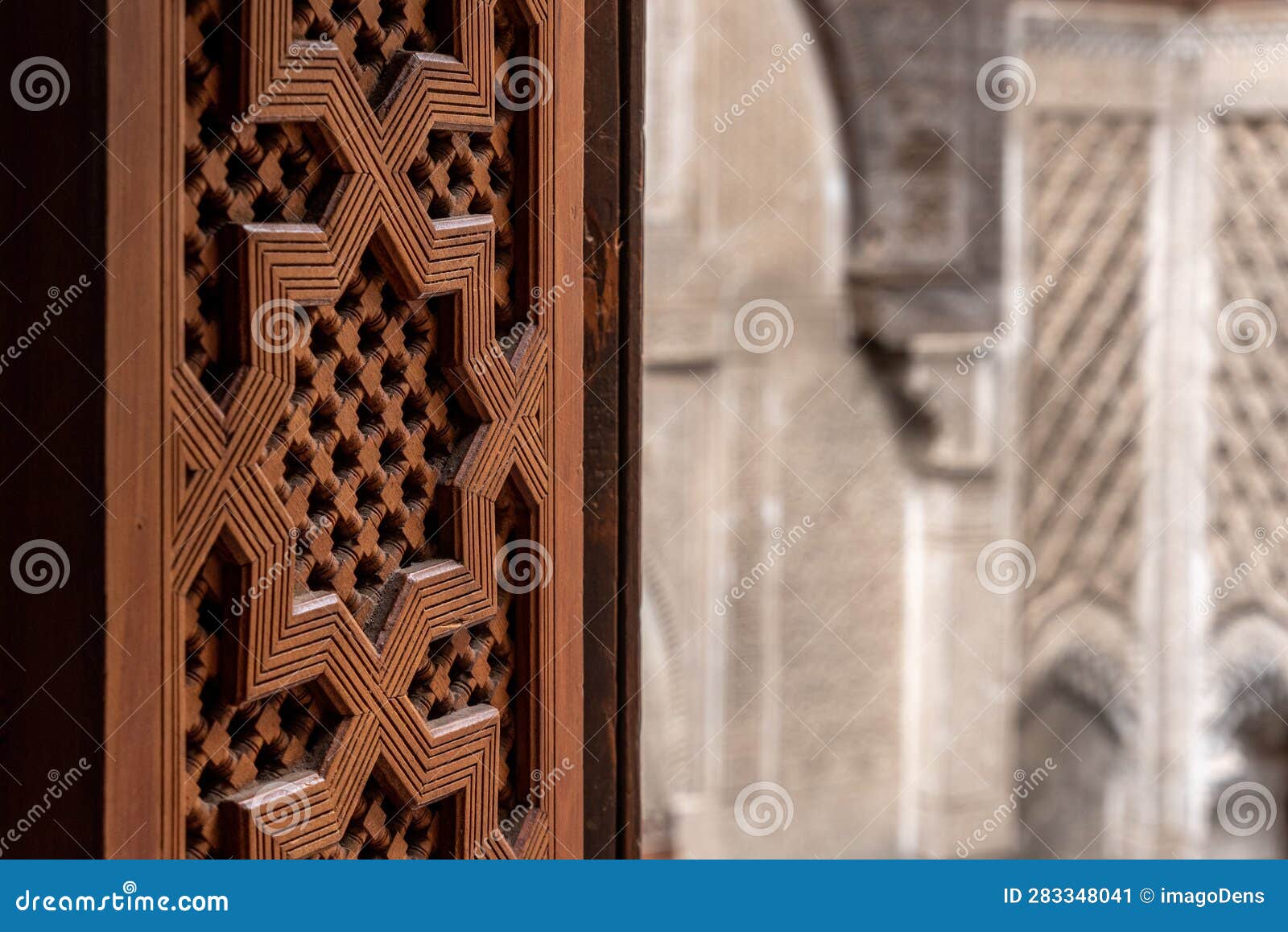Rich Decorated Window Shutter at the Courtyard of an Oriental Madrasa ...