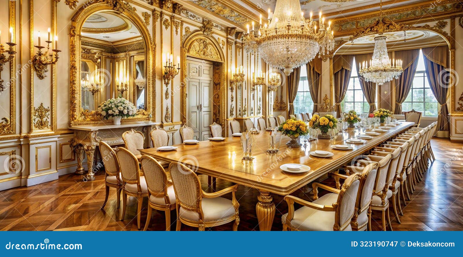 Rich Dinner Table Room Everything Made of Gold Big Table for ...