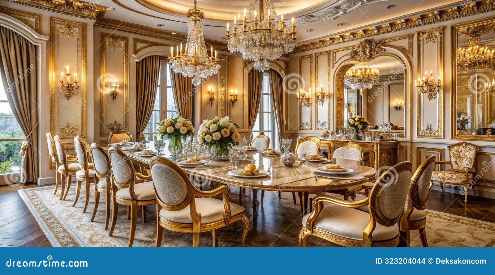 Rich Dinner Table Room Everything Made of Gold Big Table for ...