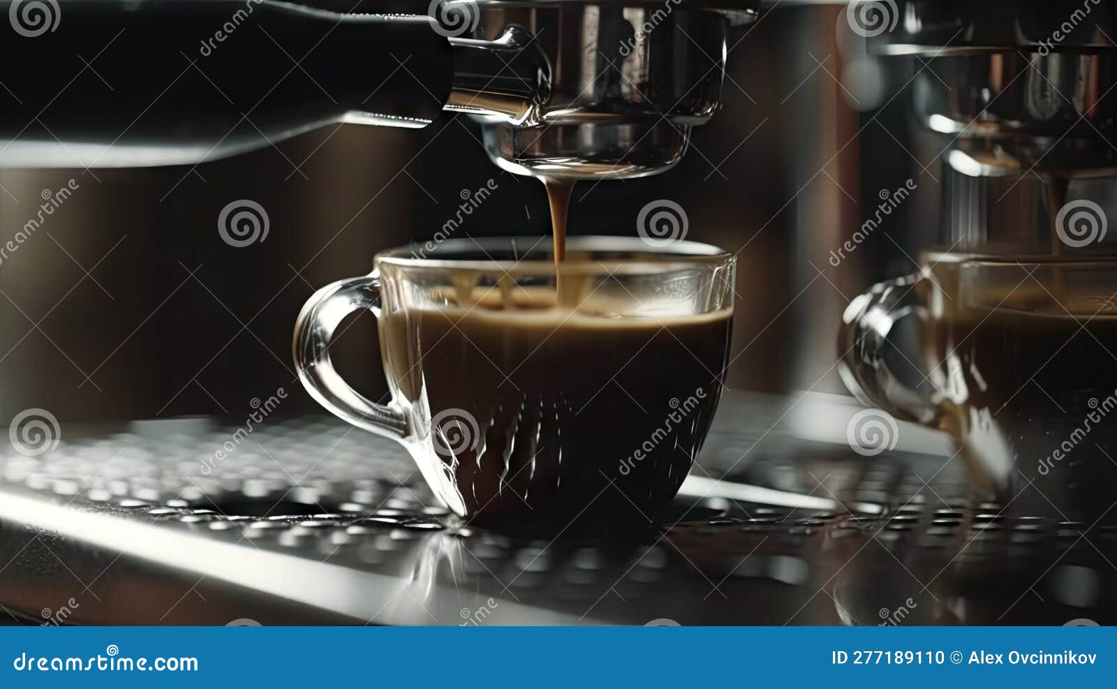 Rich Espresso Pouring from Coffee Machine for Your Morning Boost. Stock ...
