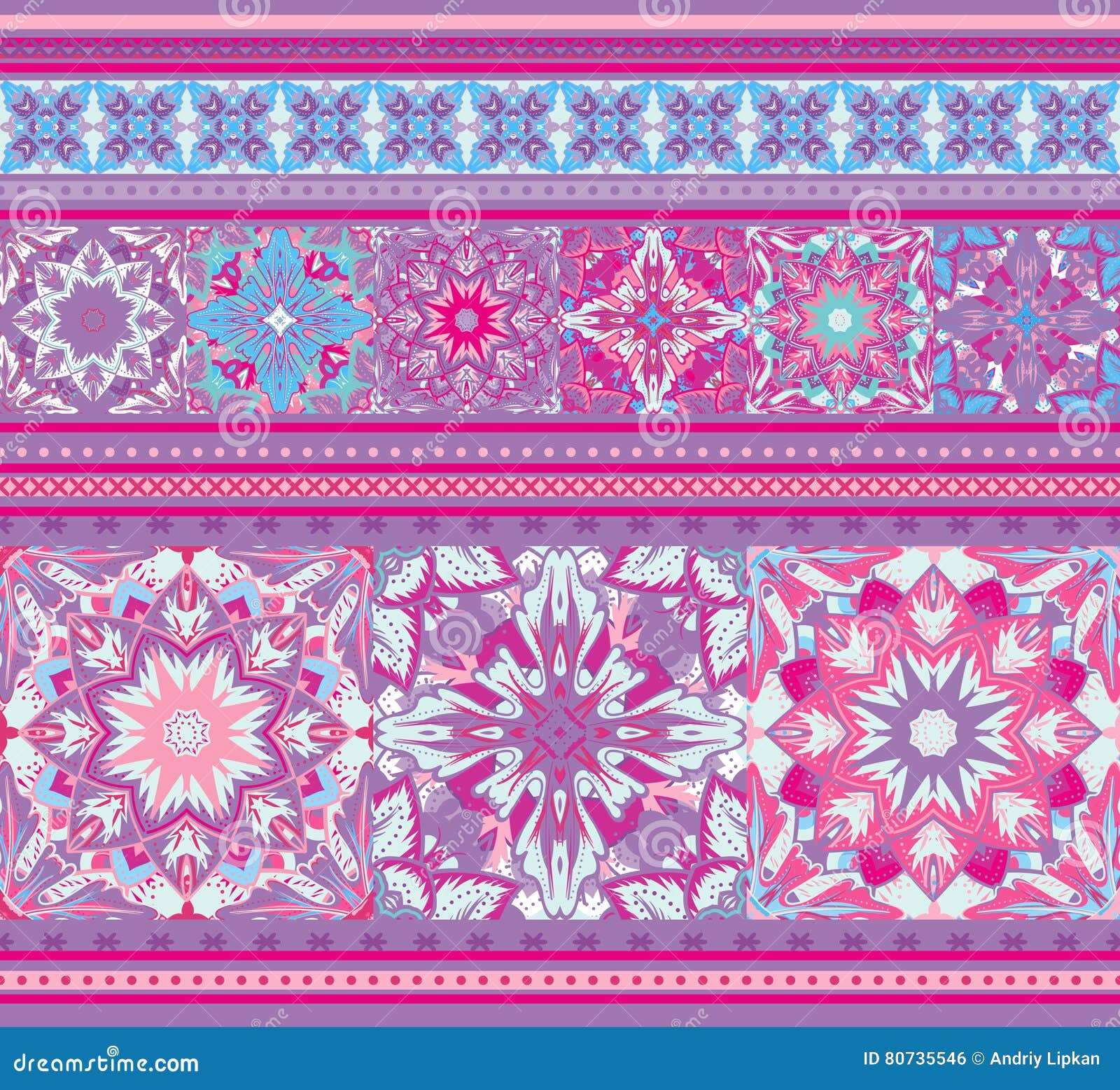 Rich Ethnic Seamless Pattern Geometric Design. Mandala Style. Vector ...