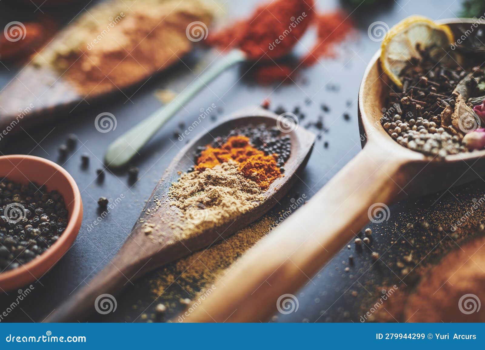 Rich Flavour and Amazing Taste. an Assortment of Spices. Stock ...
