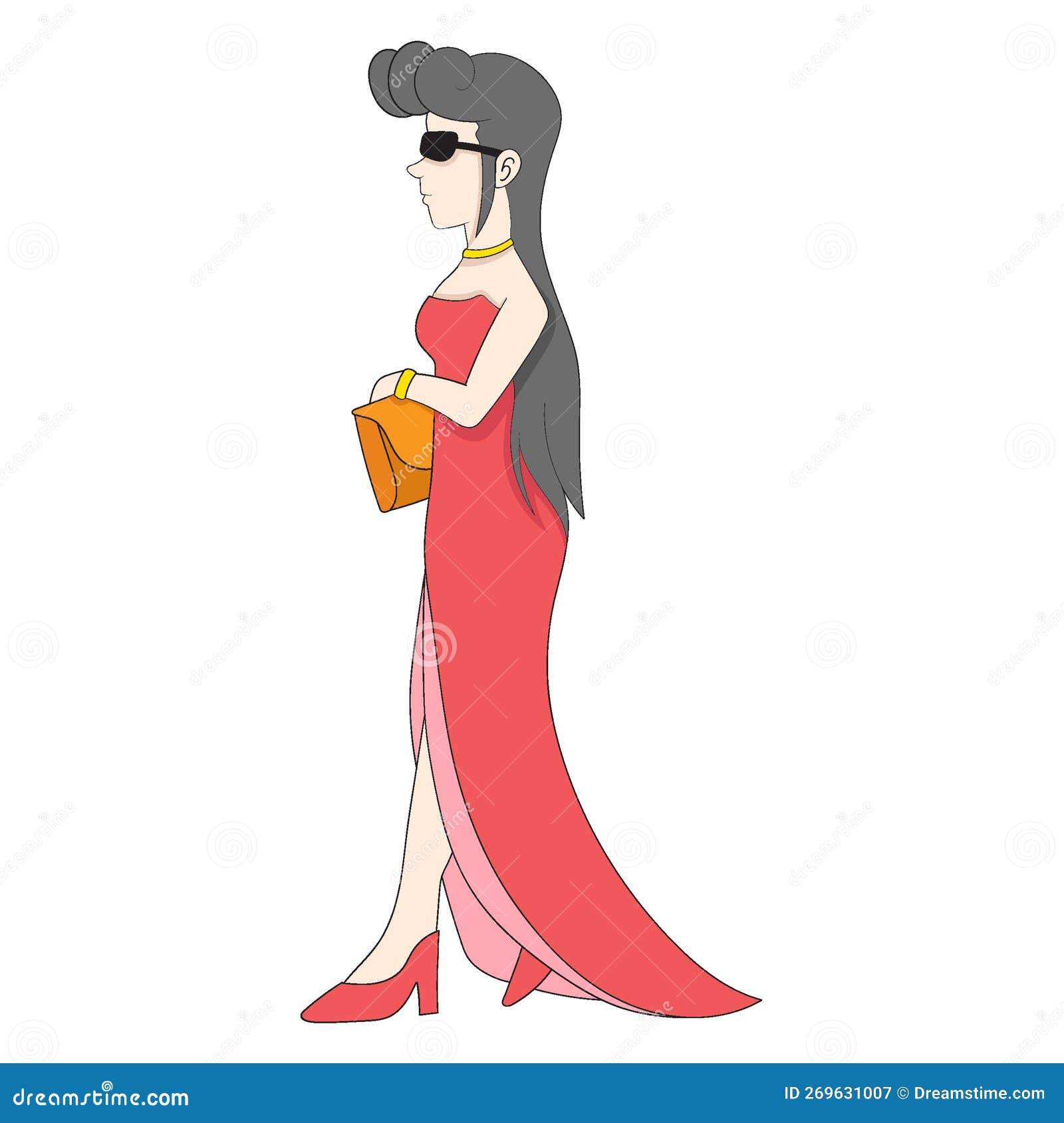 Rich Girl In Elegant Red Dress Going To A Party Stock Vector Illustration Of Girl Rich 269631007