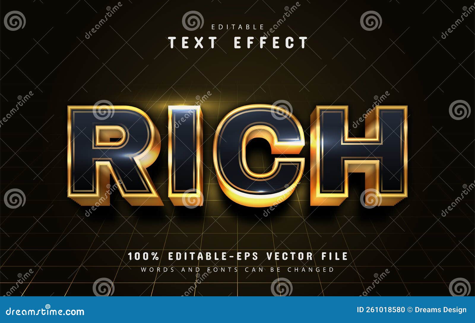 Rich Gold 3d Editable Text Effect Stock Vector - Illustration of ...