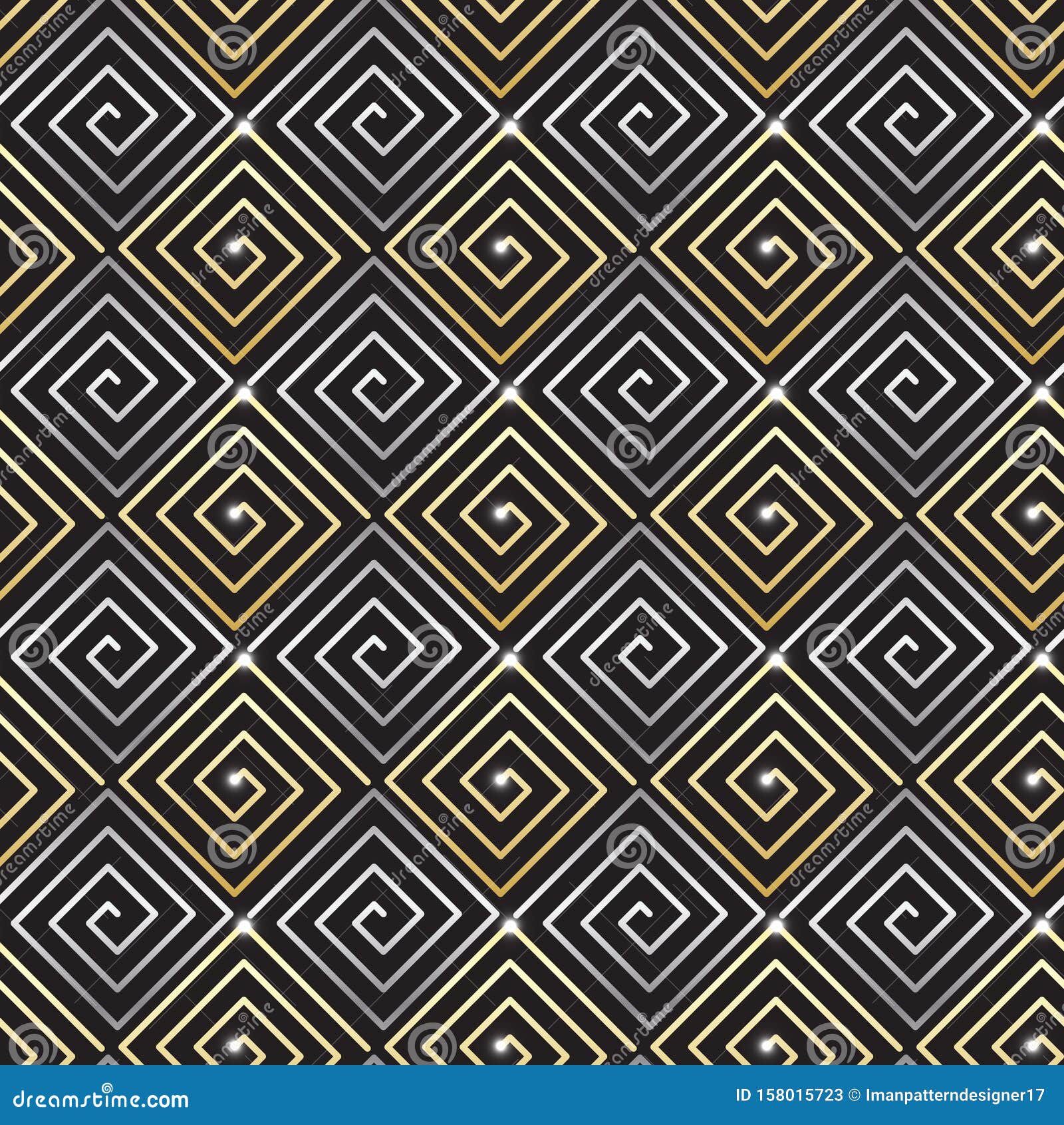 Gold and Silver Metallic Seamless Pattern and Background Stock Vector ...