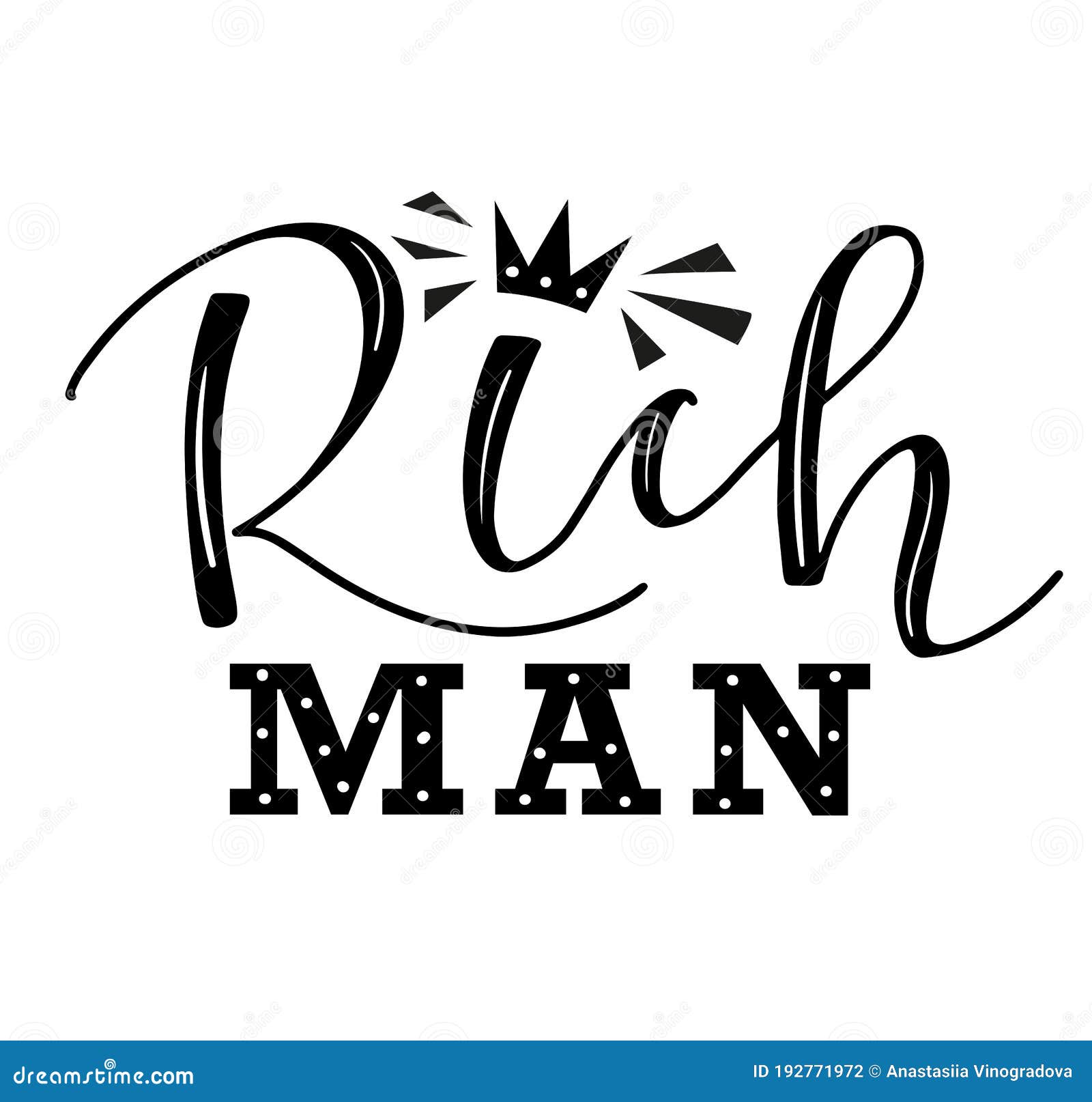 Rich Man Black Text with Crown, Vector Illustration. Stock Vector ...