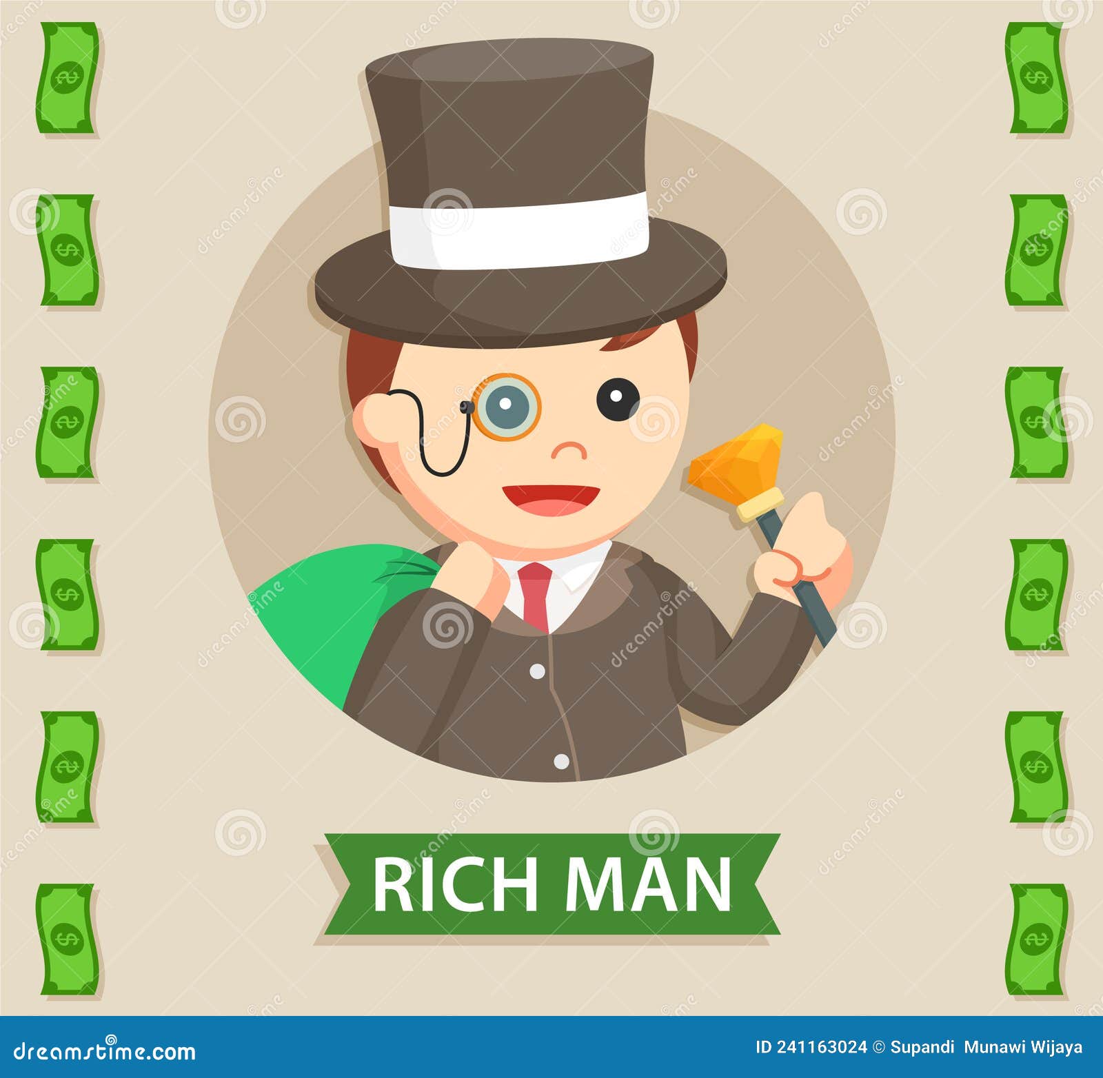 Rich Man Character Profession Design Vector Stock Vector - Illustration ...