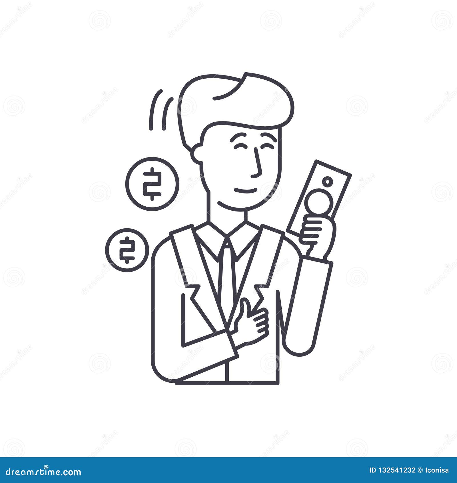 Rich Man Line Icon Concept. Rich Man Vector Linear Illustration, Symbol ...