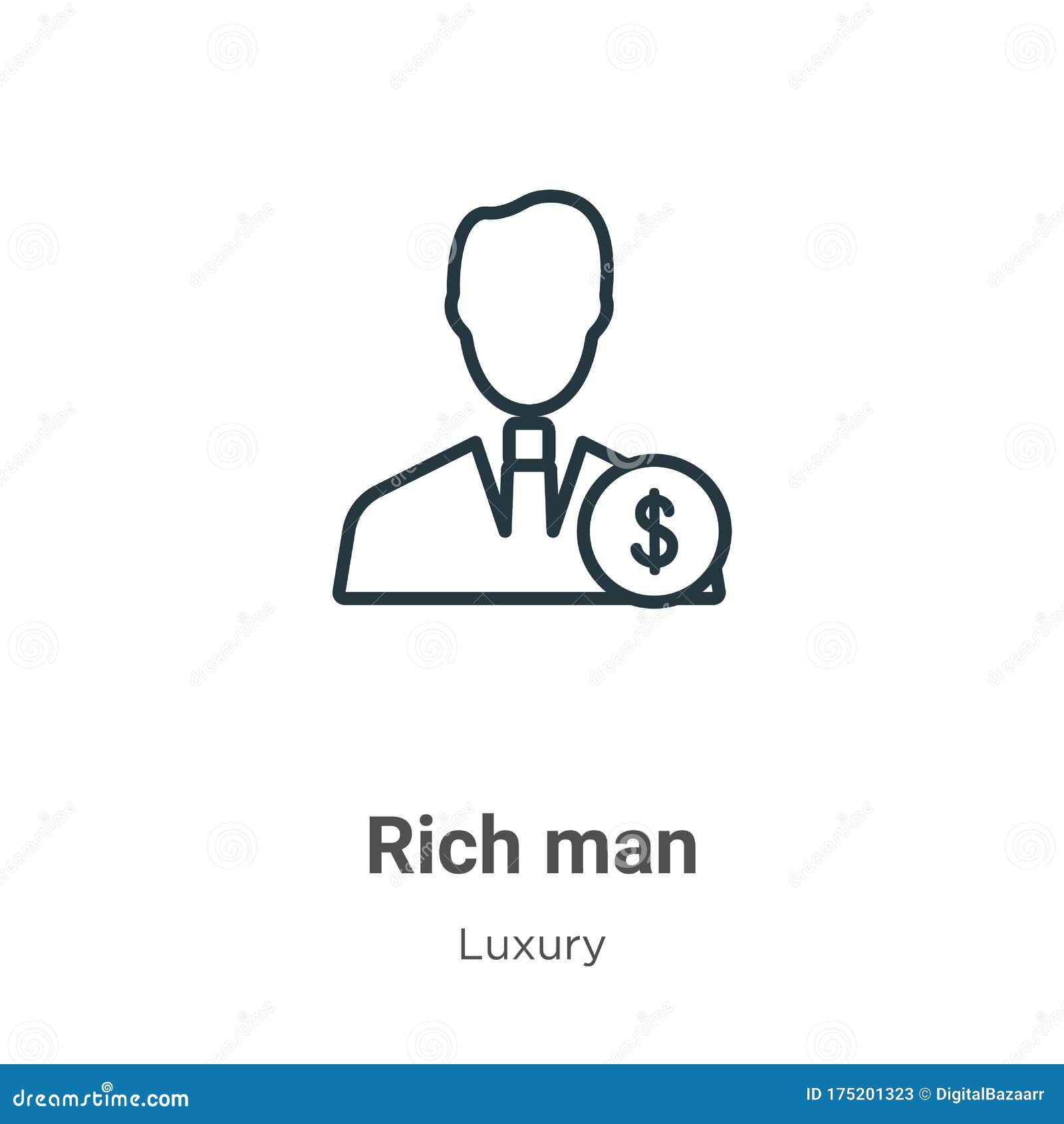Rich Man Outline Vector Icon. Thin Line Black Rich Man Icon, Flat ...