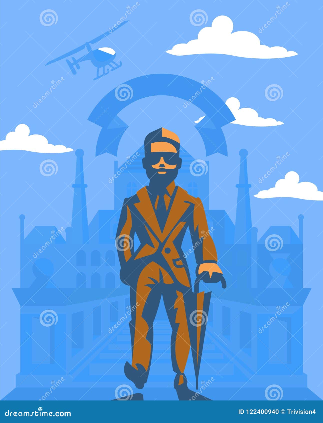 Rich Old Tycoon Business Man Wearing Retro Suit Vector Illustration ...