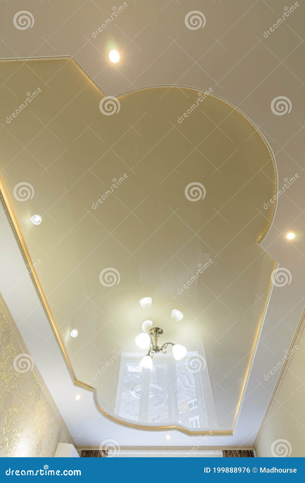Rich Multi-level Stretch Ceiling with Original Shape Stock Photo ...