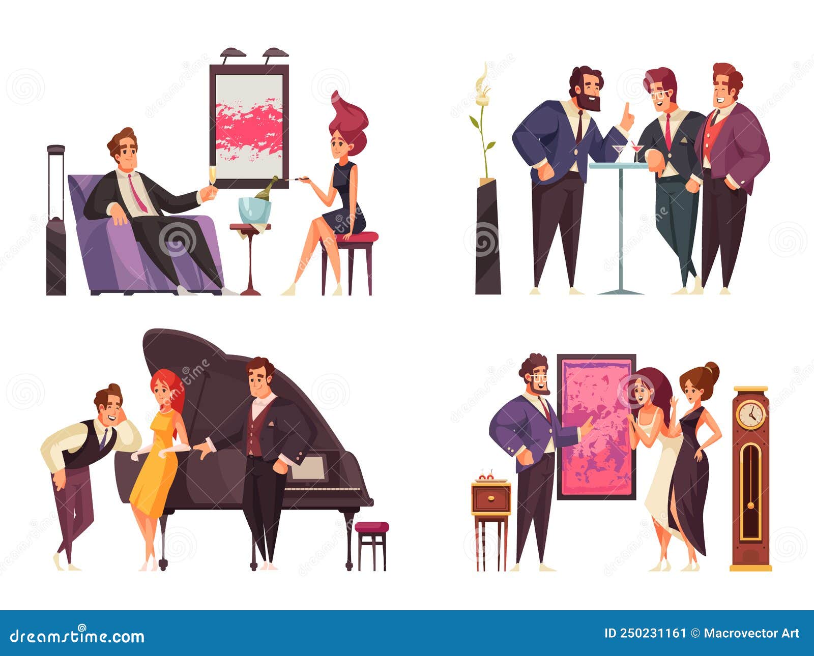 Rich People 2x2 Isolated Compositions Stock Vector - Illustration of ...