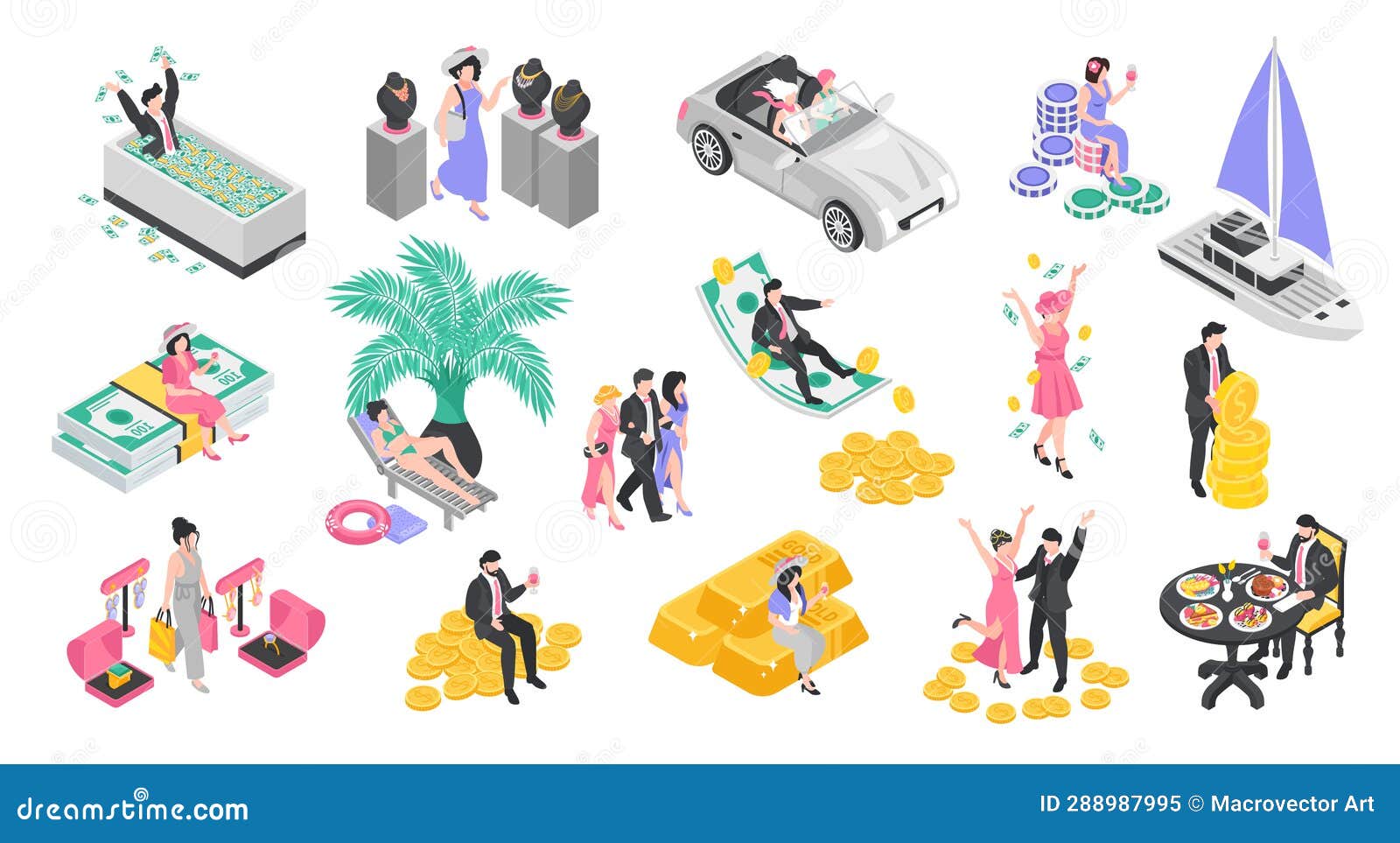 Rich People Isometric Set stock vector. Illustration of business ...
