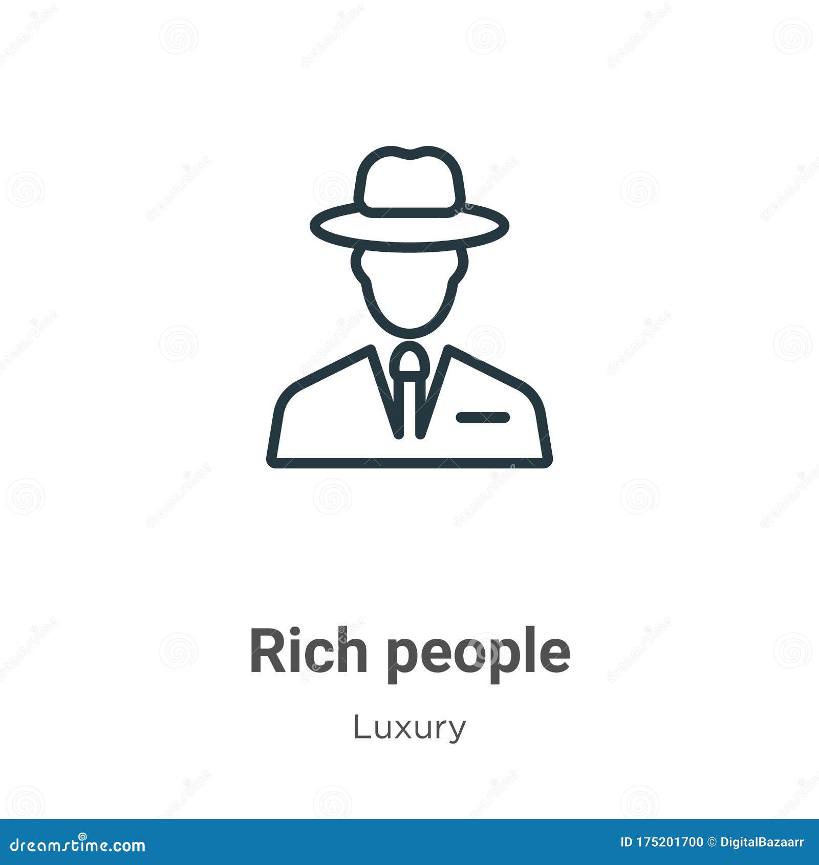 Rich People Outline Vector Icon. Thin Line Black Rich People Icon, Flat ...