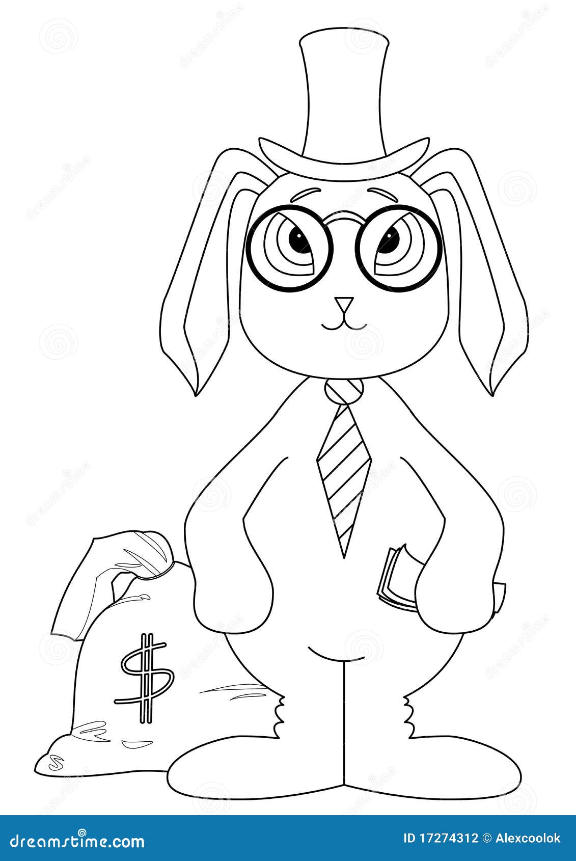 Rich rabbit, contours stock vector. Illustration of humor - 17274312