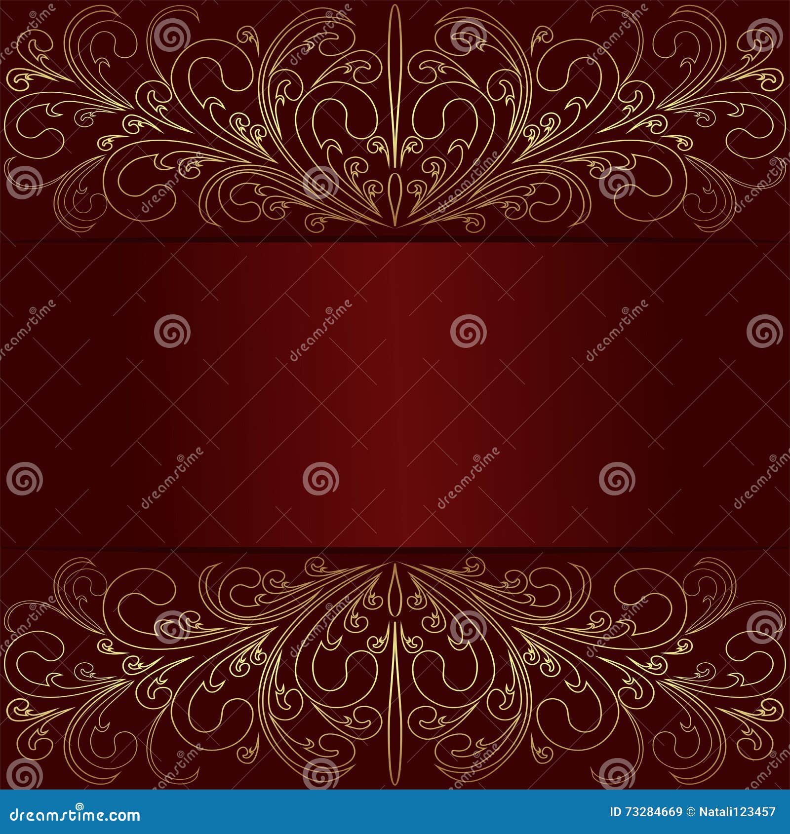 Rich Red Background with Elegant Golden Borders and Place for Text ...