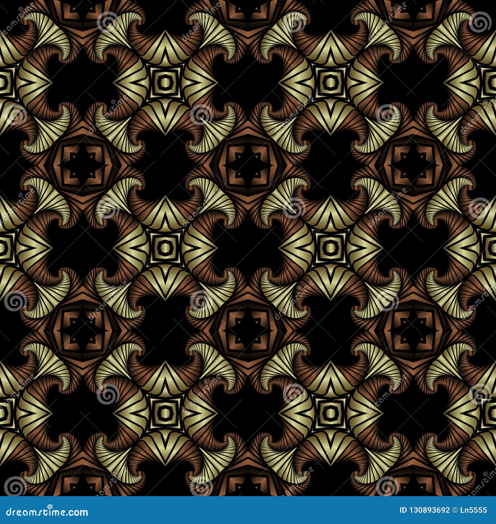 Rich Seamless Pattern with Golden and Bronze Decorative Elements on ...