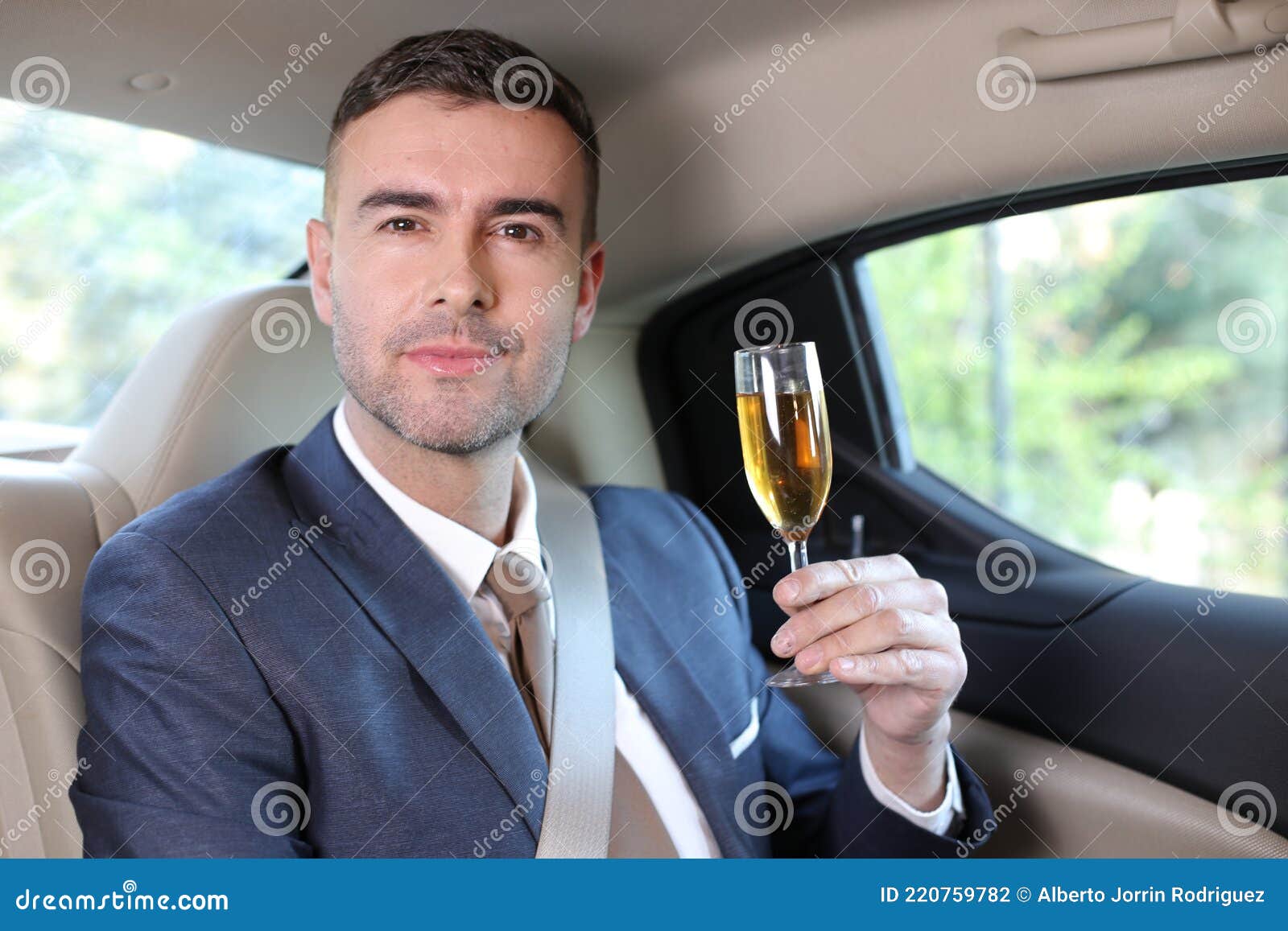 Rich and Man Drinking Champagne in Limousine Stock Photo - Image of ...