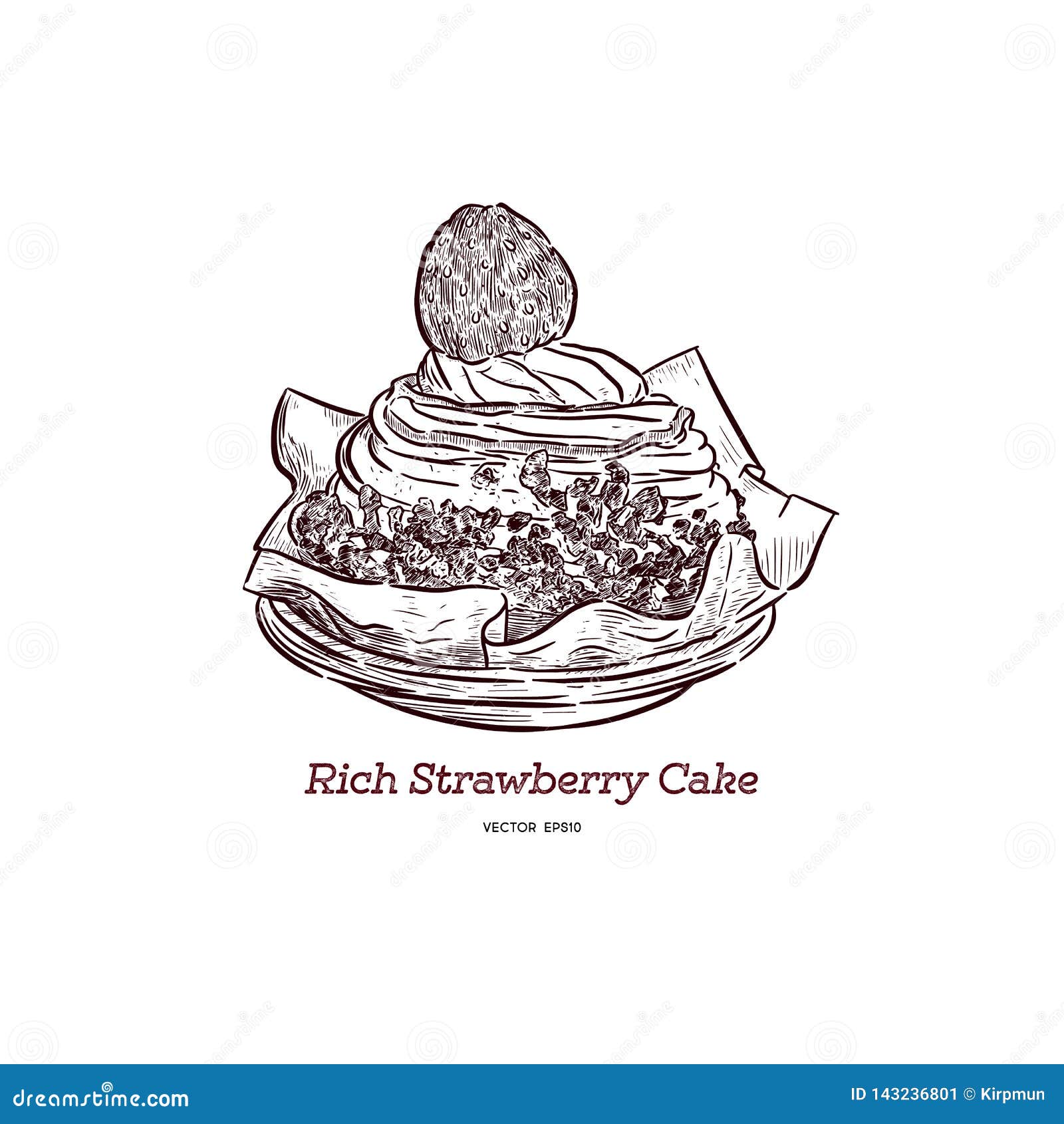 Rich Strawberry Cake, Hand Draw Sketch Vector Stock Vector ...
