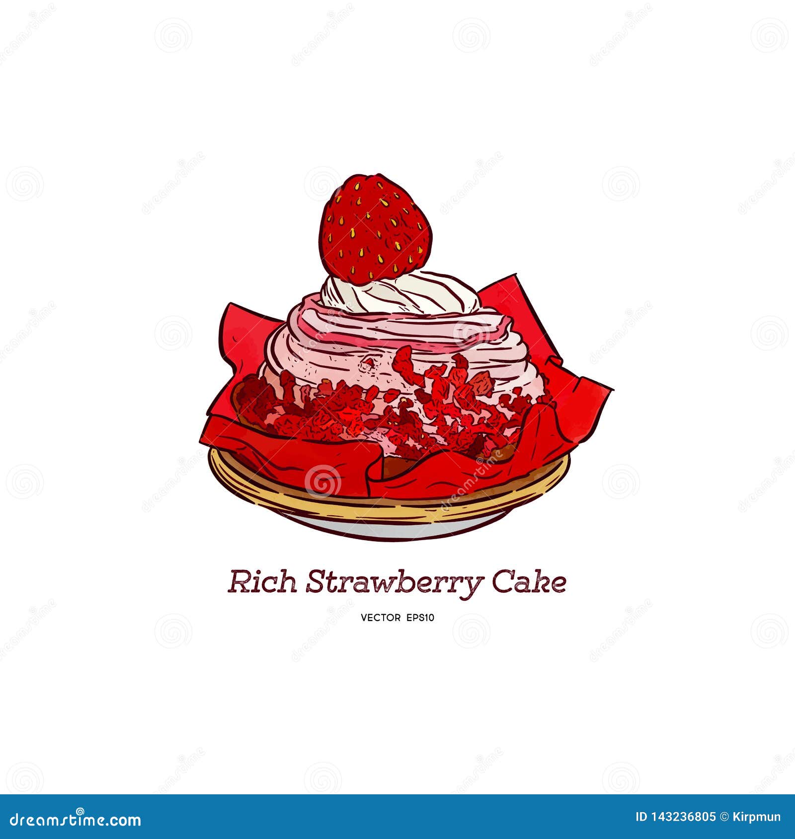 Rich Strawberry Cake, Hand Draw Sketch Vector Stock Vector ...