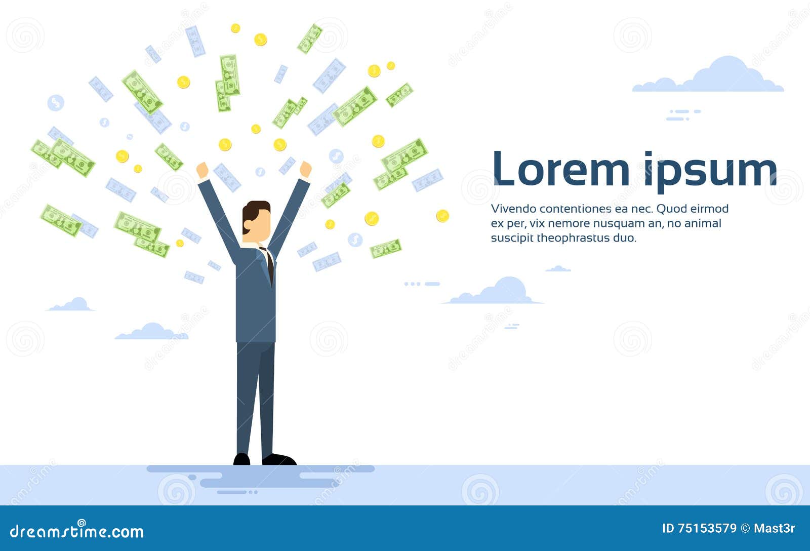 Rich Successful Business Man Throw Money Stock Vector - Illustration of ...