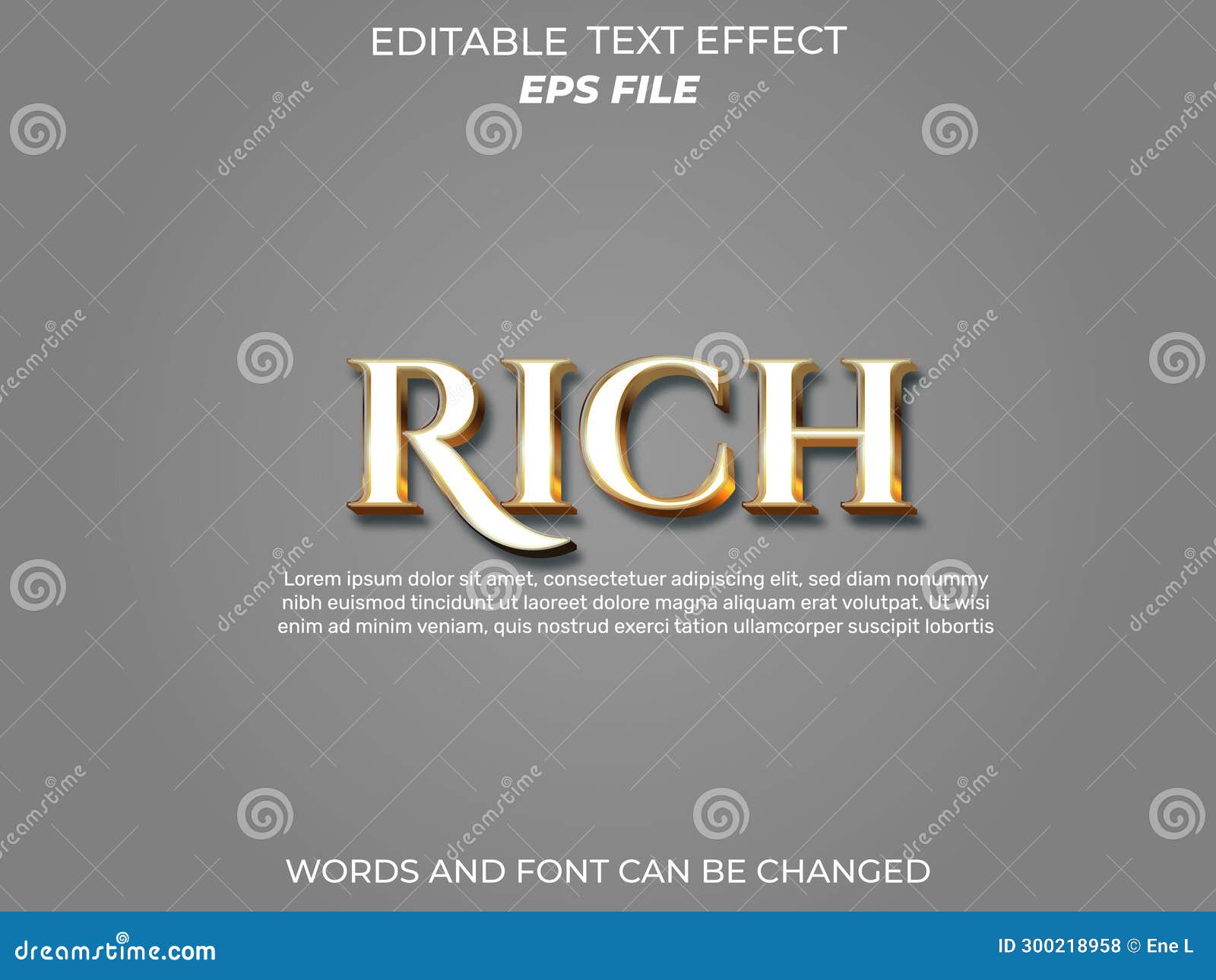 Rich Text Effect, Font Editable, Typography, 3d Text. Vector Template ...