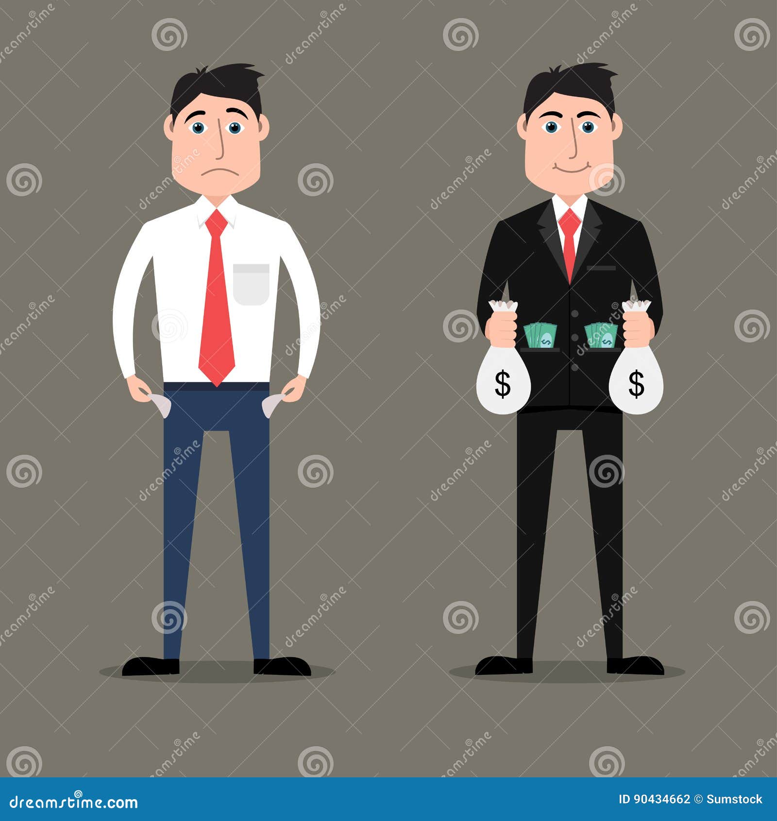 Rich vs poor businessman stock vector. Illustration of poverty - 90434662