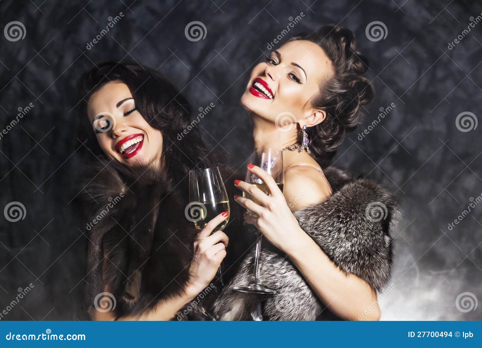 Rich Women Laughing with Crystal of Champagne Stock Photo - Image of ...