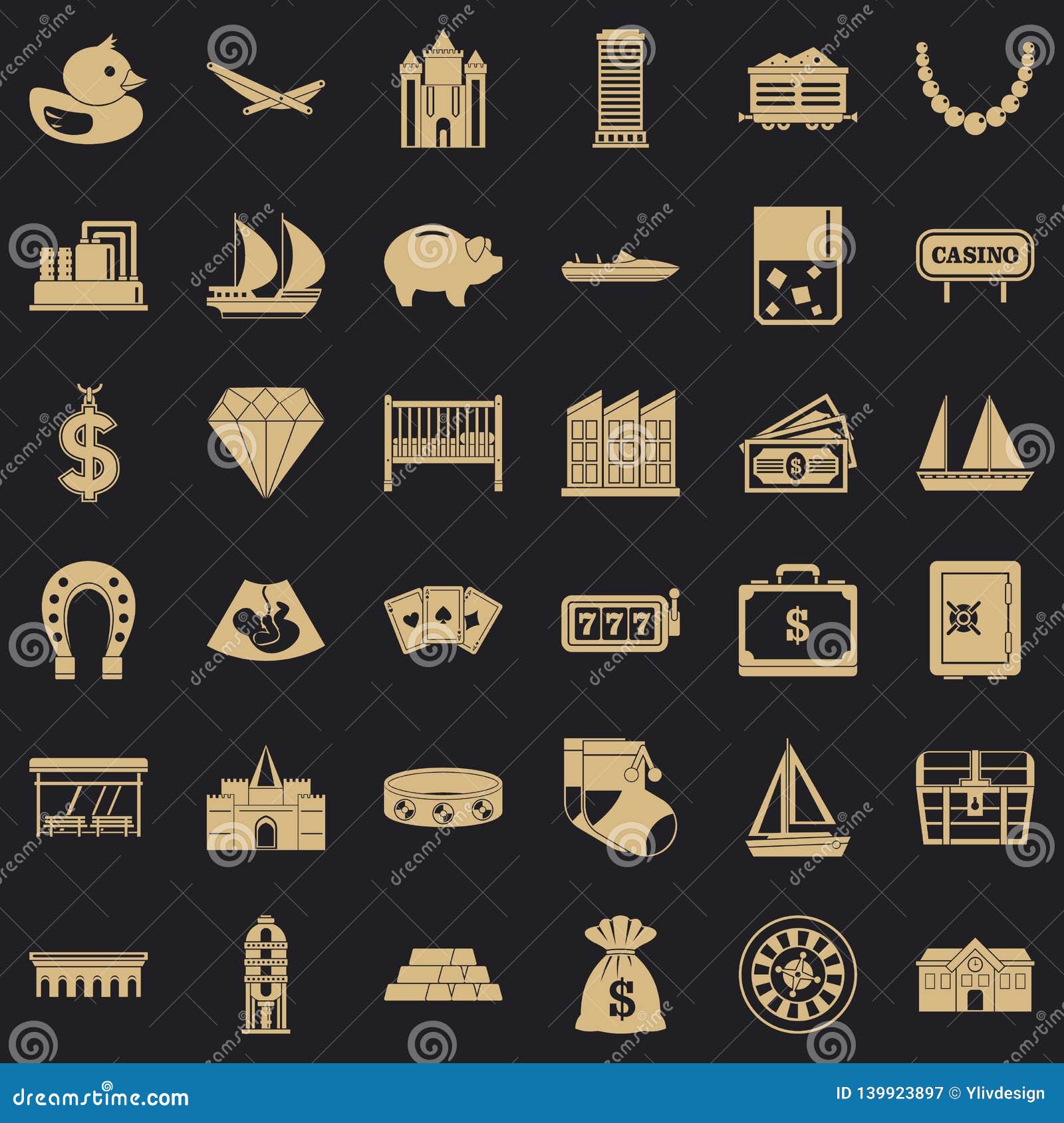 Riches Icons Set, Simple Style Stock Vector - Illustration of luck ...