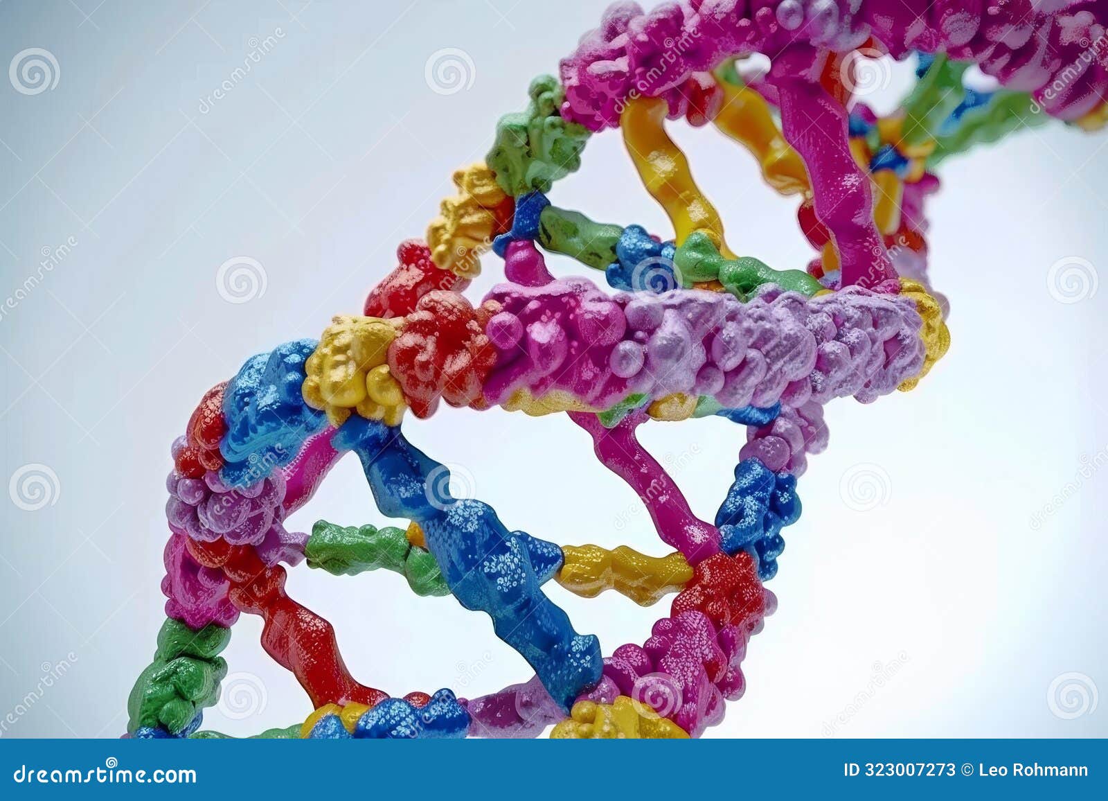 Richly Colored, Textured DNA Model Showcasing Vibrant Helical Structure ...