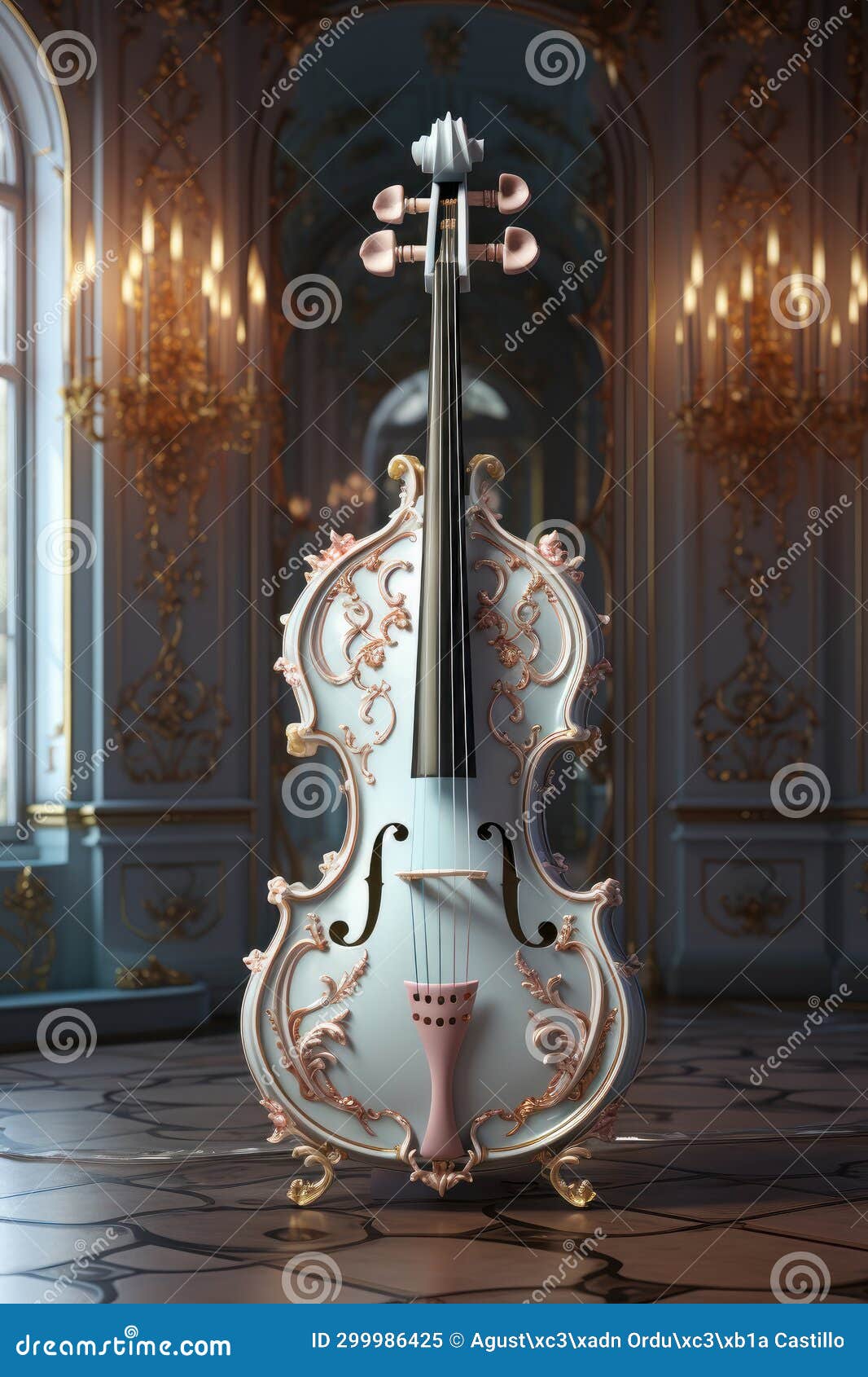Richly Decorated Double Bass in a Palace Hall. Stock Image - Image of ...