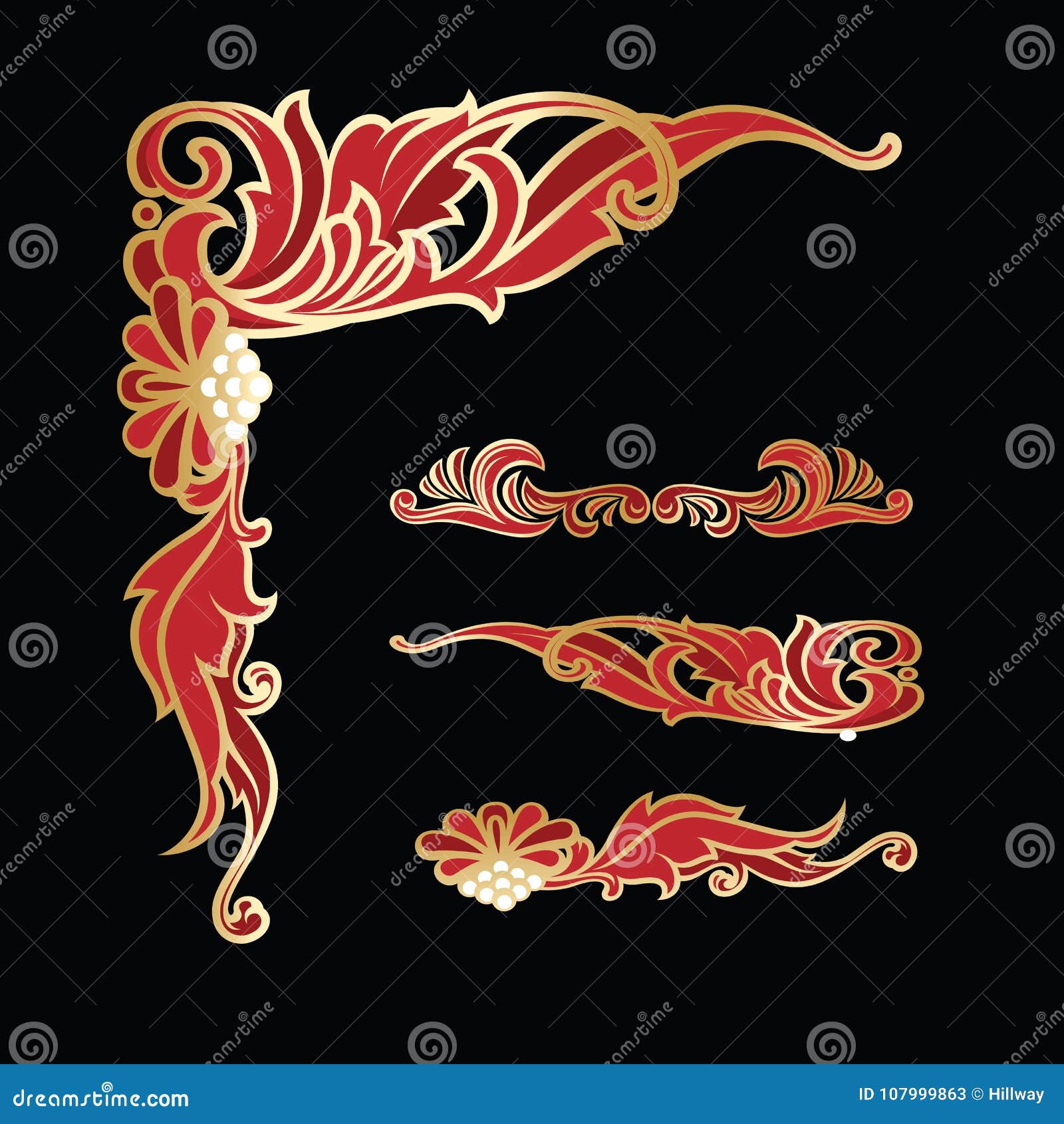 Richly Decorated Elegant Corner and Borders Templates. Stock Vector ...