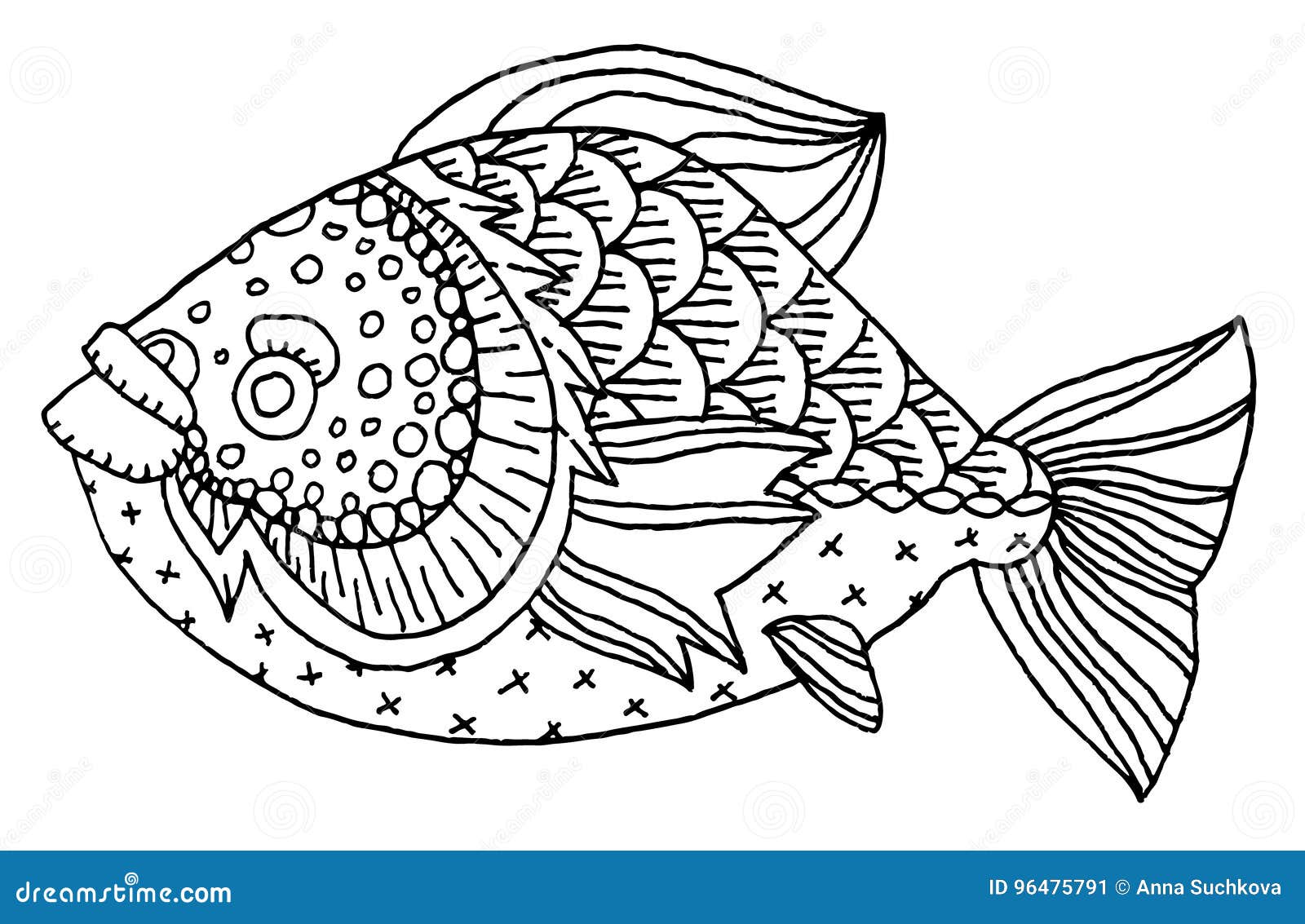 Richly Decorated Fish Hand Drawing Stock Vector - Illustration of indie ...
