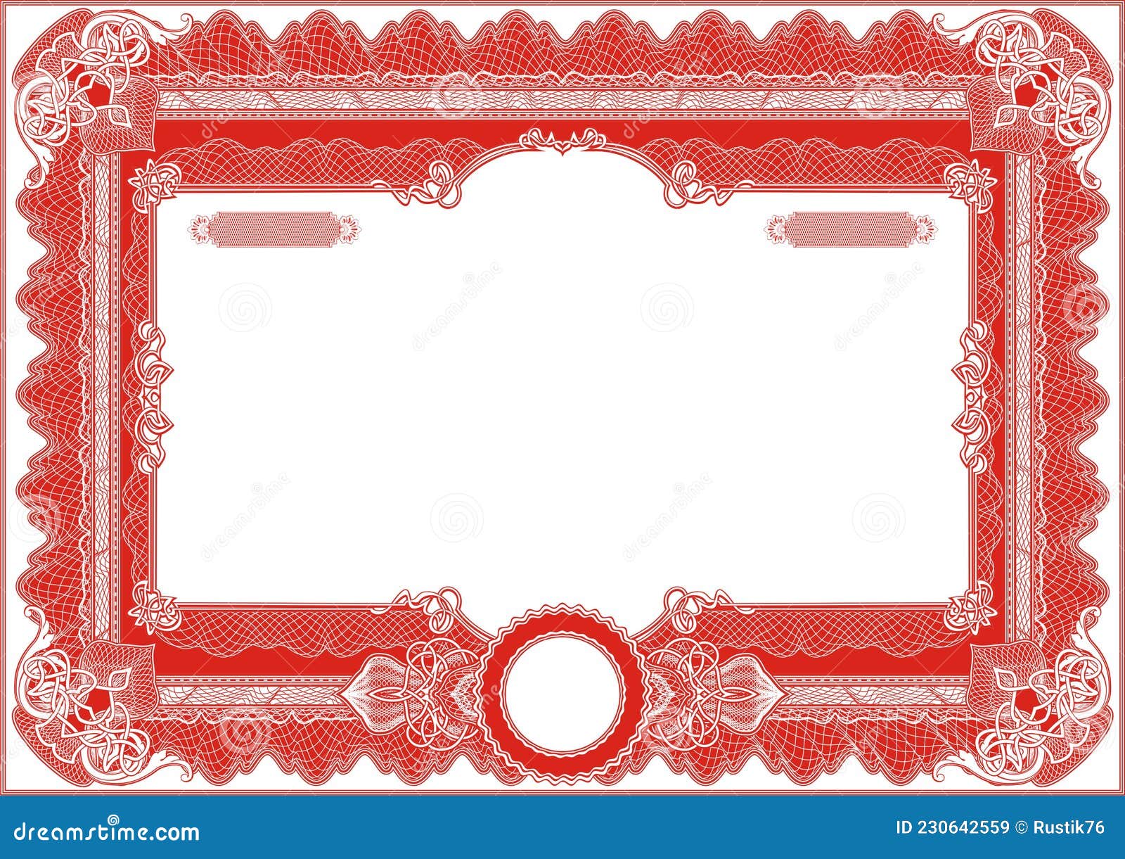 Richly Decorated Horizontal Certificate Frame Red Stock Illustration ...